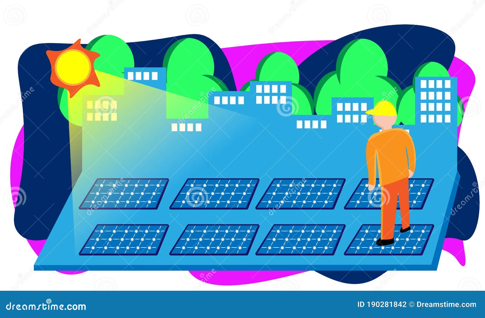 Solar Cell Construction for Building Energy Stock Illustration ...