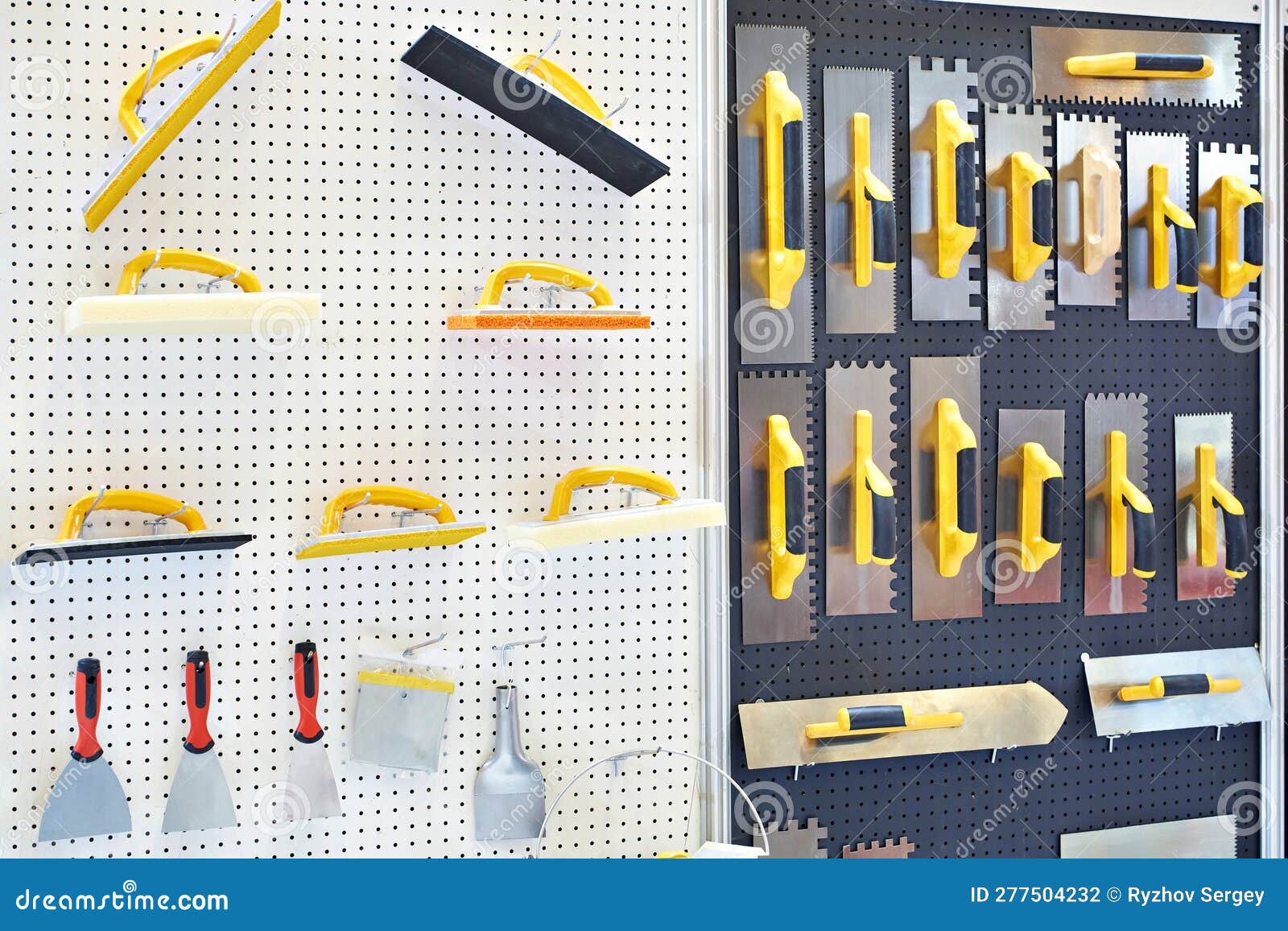 Construction Spatula Tools in Store Stock Photo - Image of hardware ...