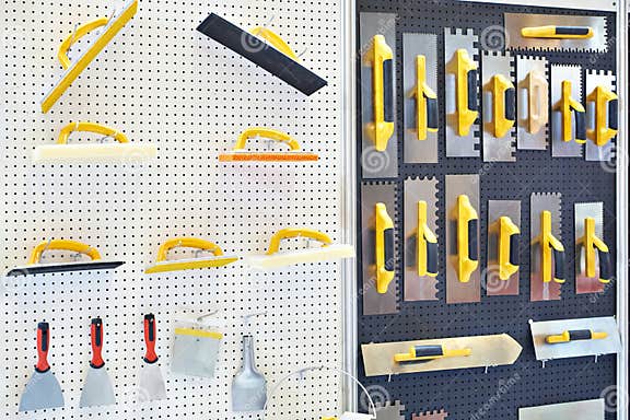 Construction Spatula Tools in Store Stock Photo - Image of hardware ...