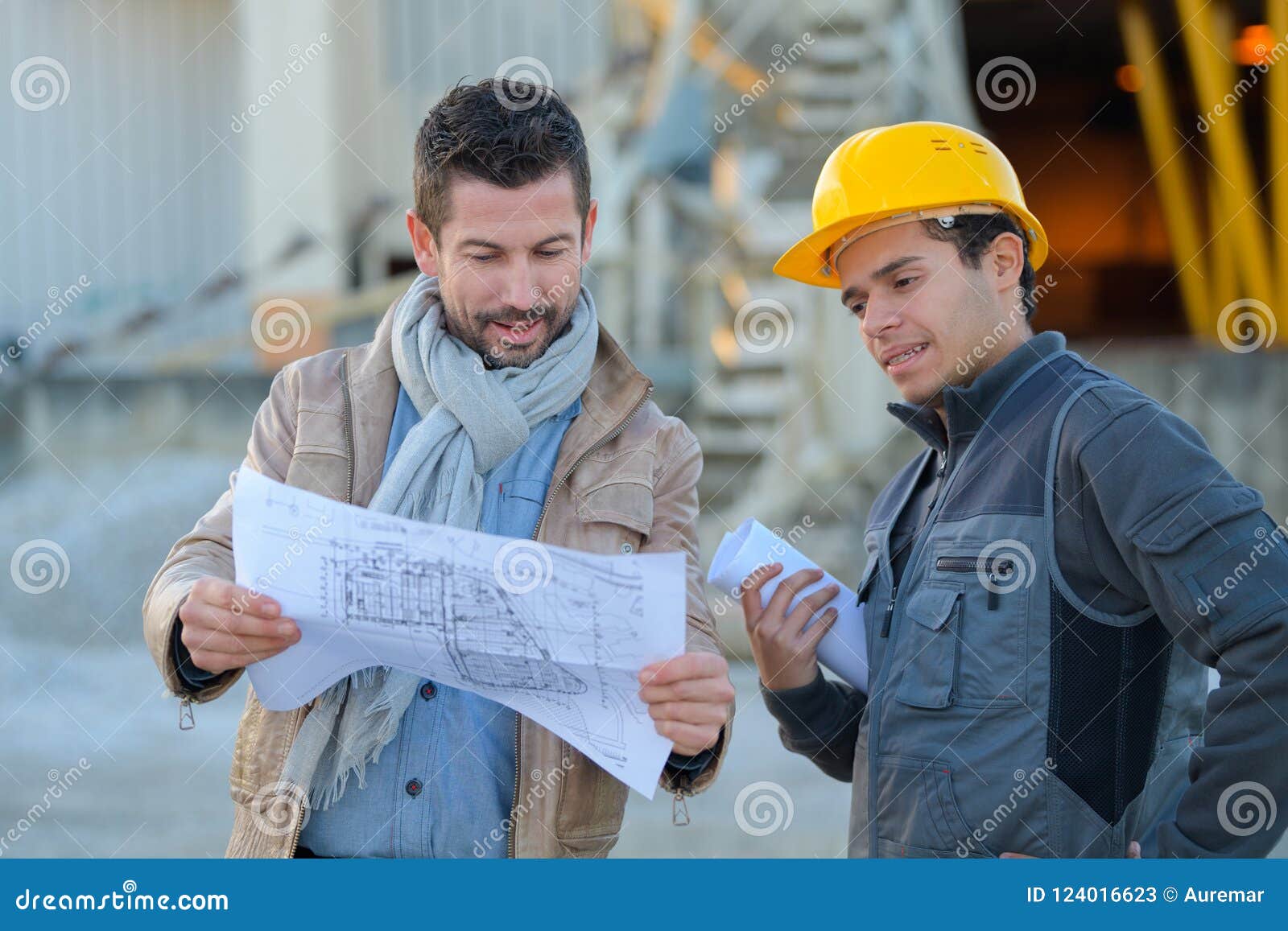 Construction Specialist and Worker Outdoors Stock Image - Image of ...