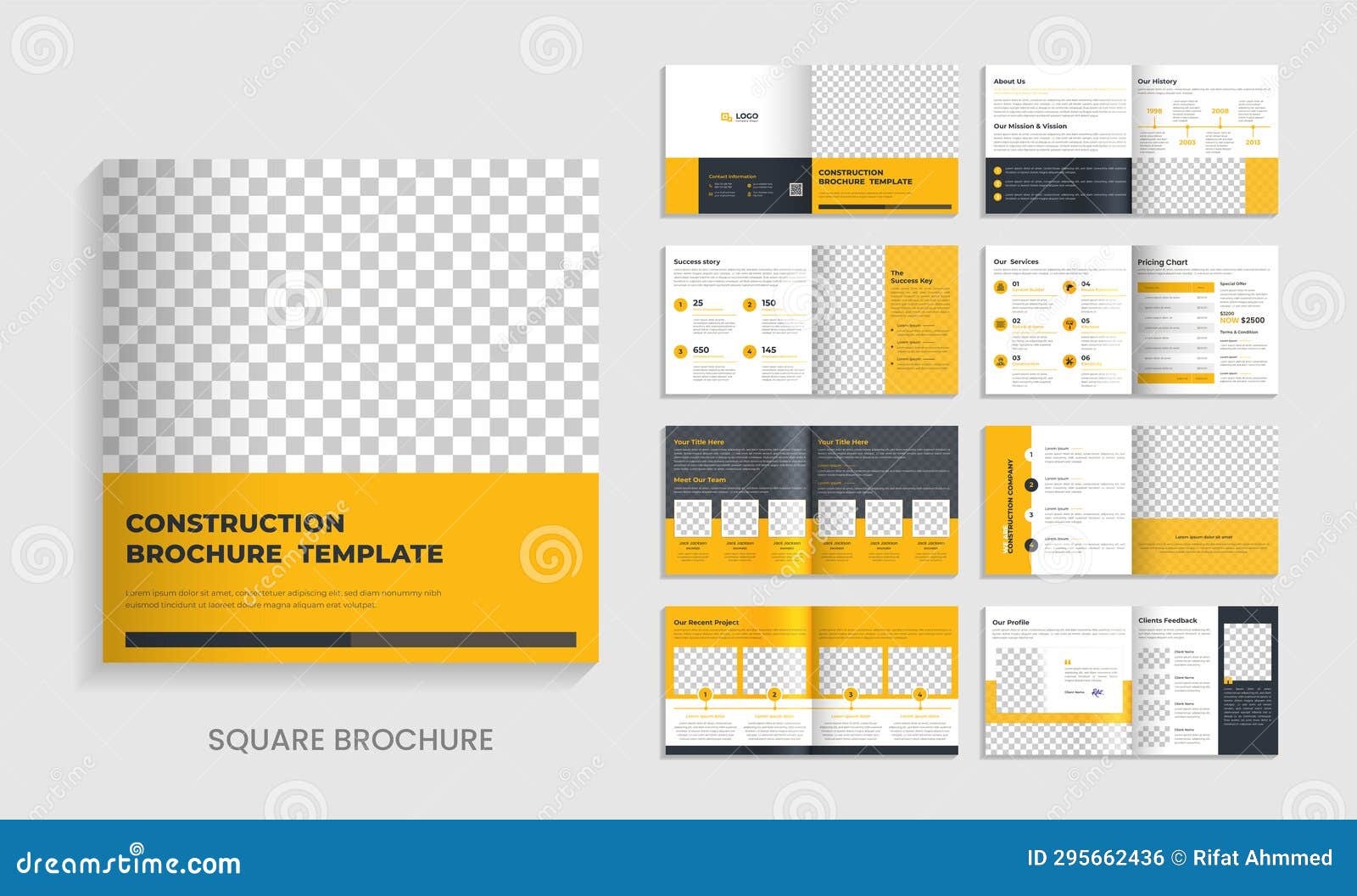 Construction Square Brochure Landscape, Architecture Template Layout ...
