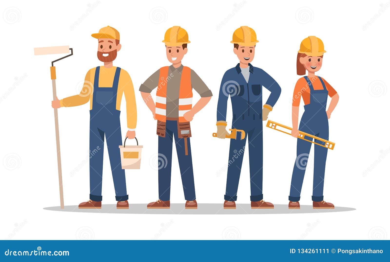 Construction Staff Characters Design. Include Foreman, Painter ...