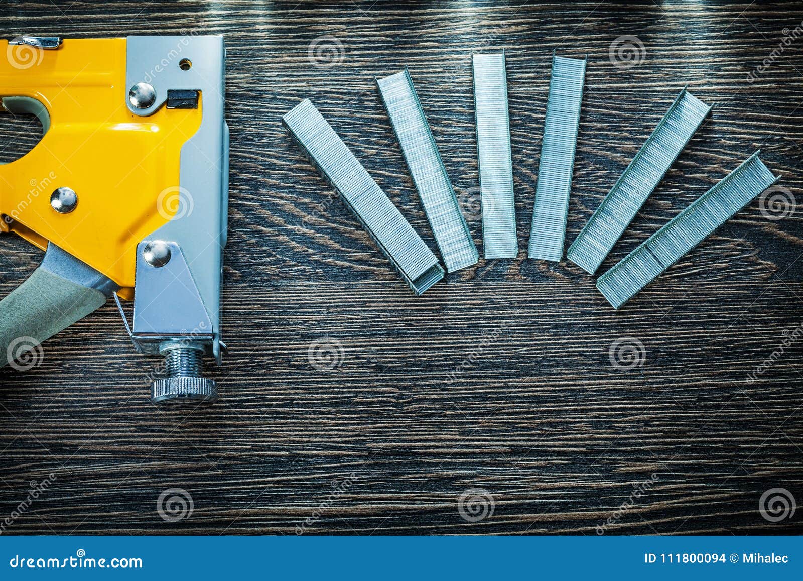 Construction Stapler Gun Staples on Wooden Board Stock Photo - Image of ...