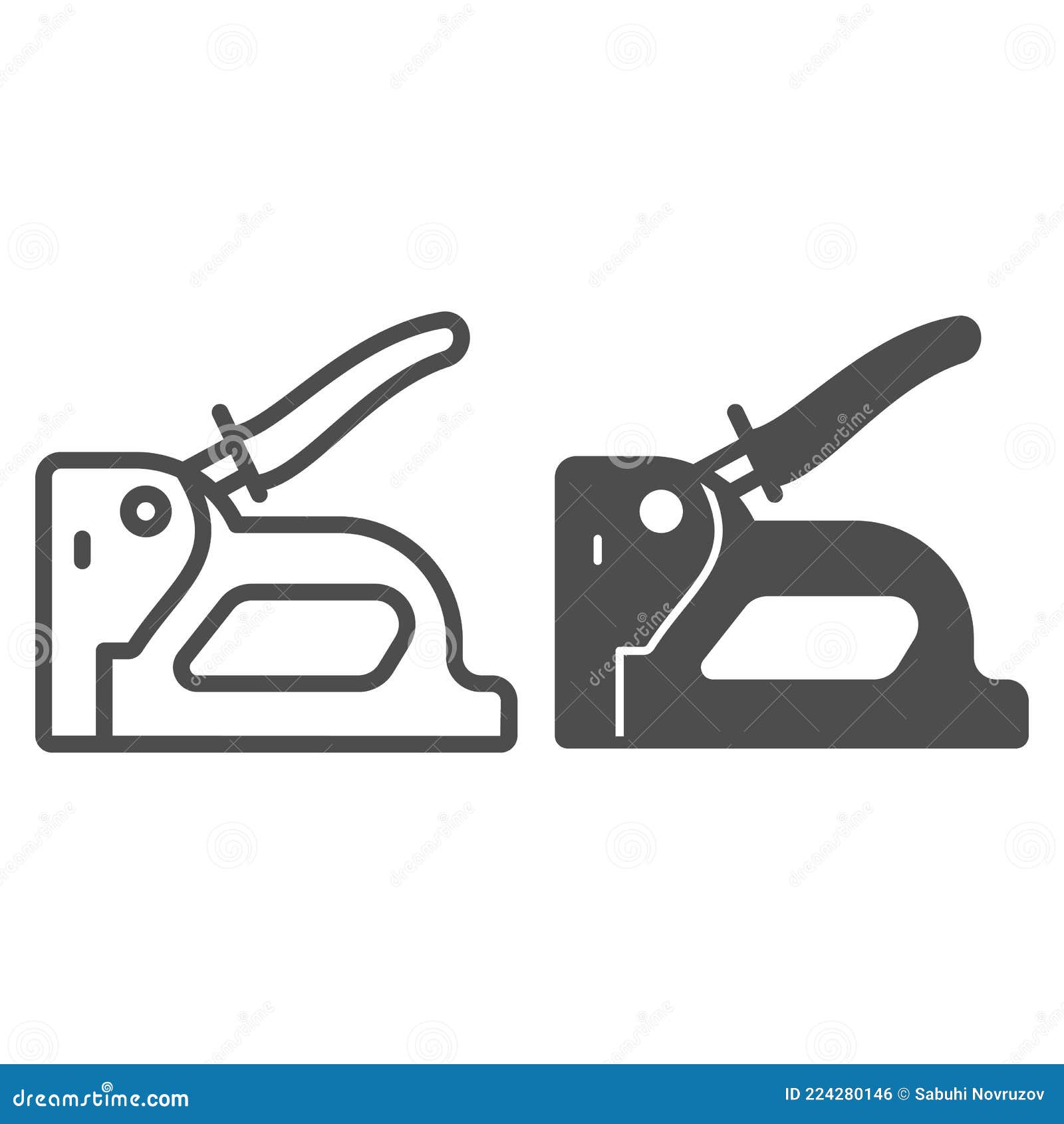 Construction Stapler Line and Solid Icon, Construction Tools Concept ...