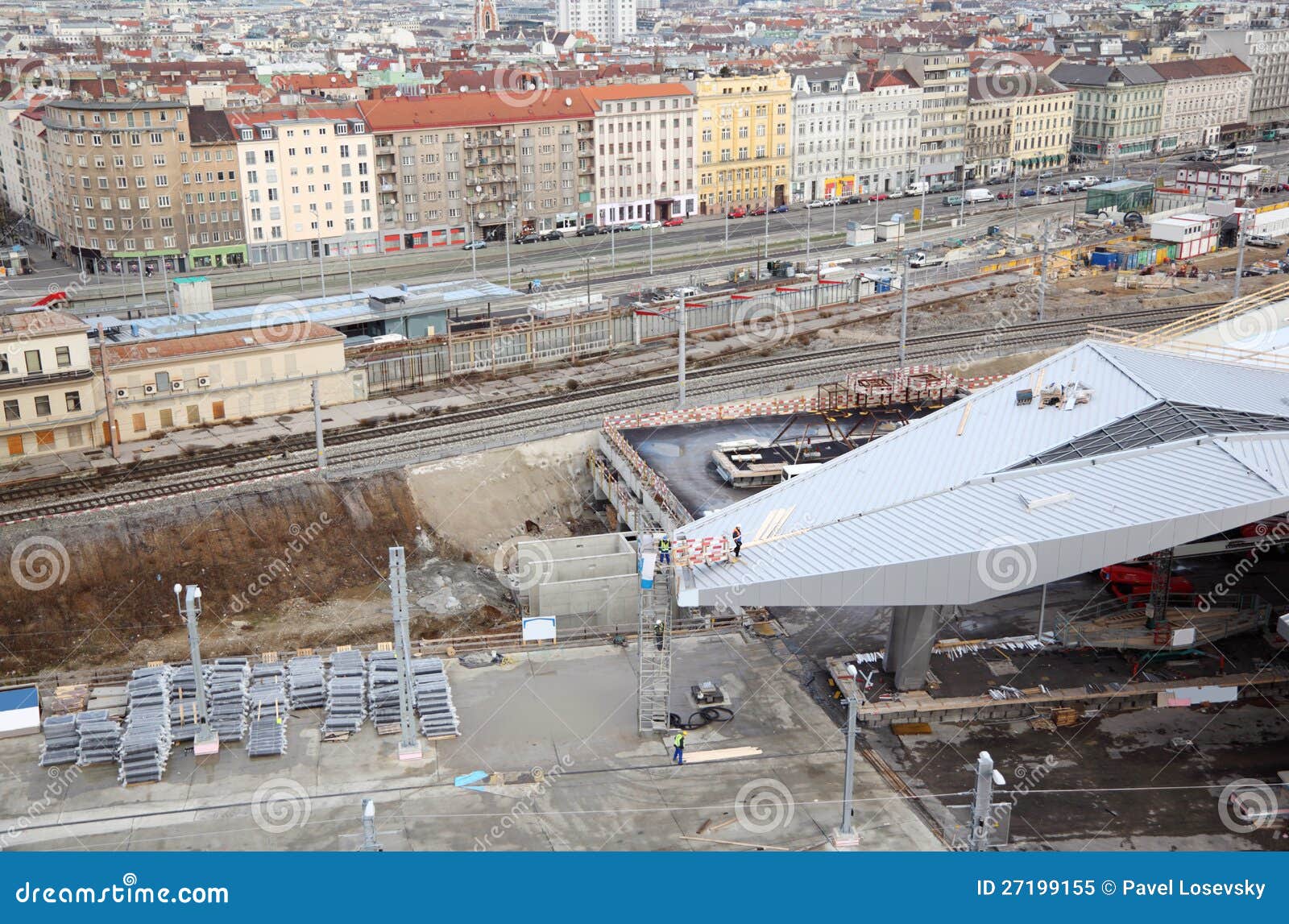 Construction of Station Yard Near Rails Stock Image - Image of green ...