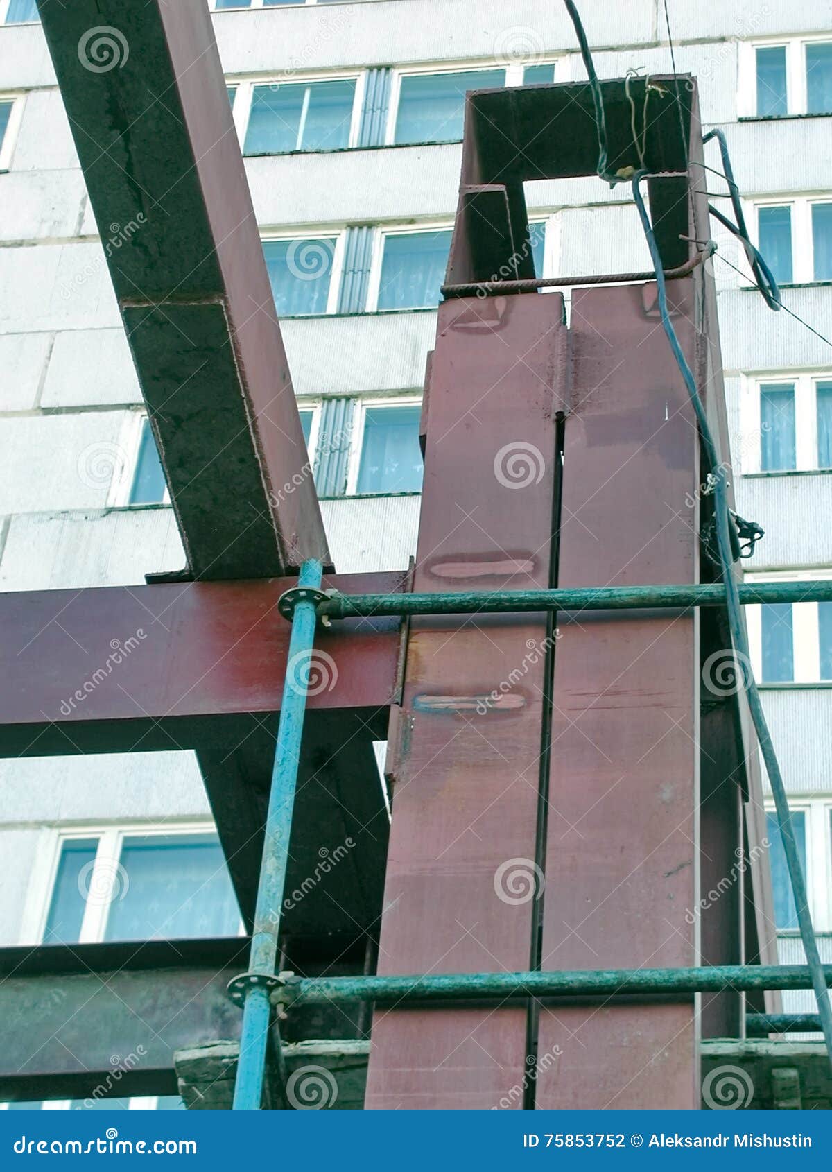 Construction Steel Frame stock photo. Image of beam, work - 75853752