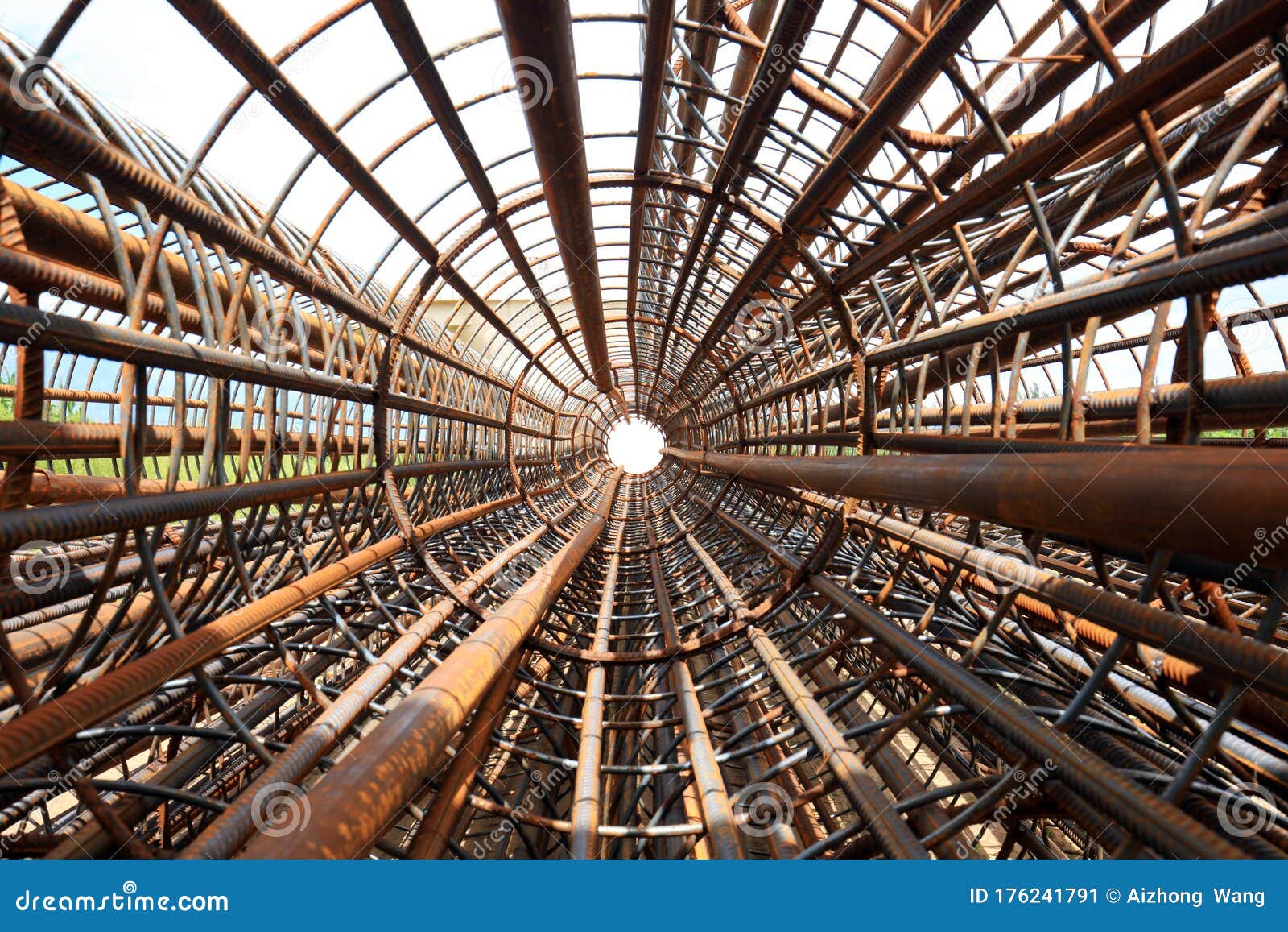 Construction of steel grid stock image. Image of site - 176241791