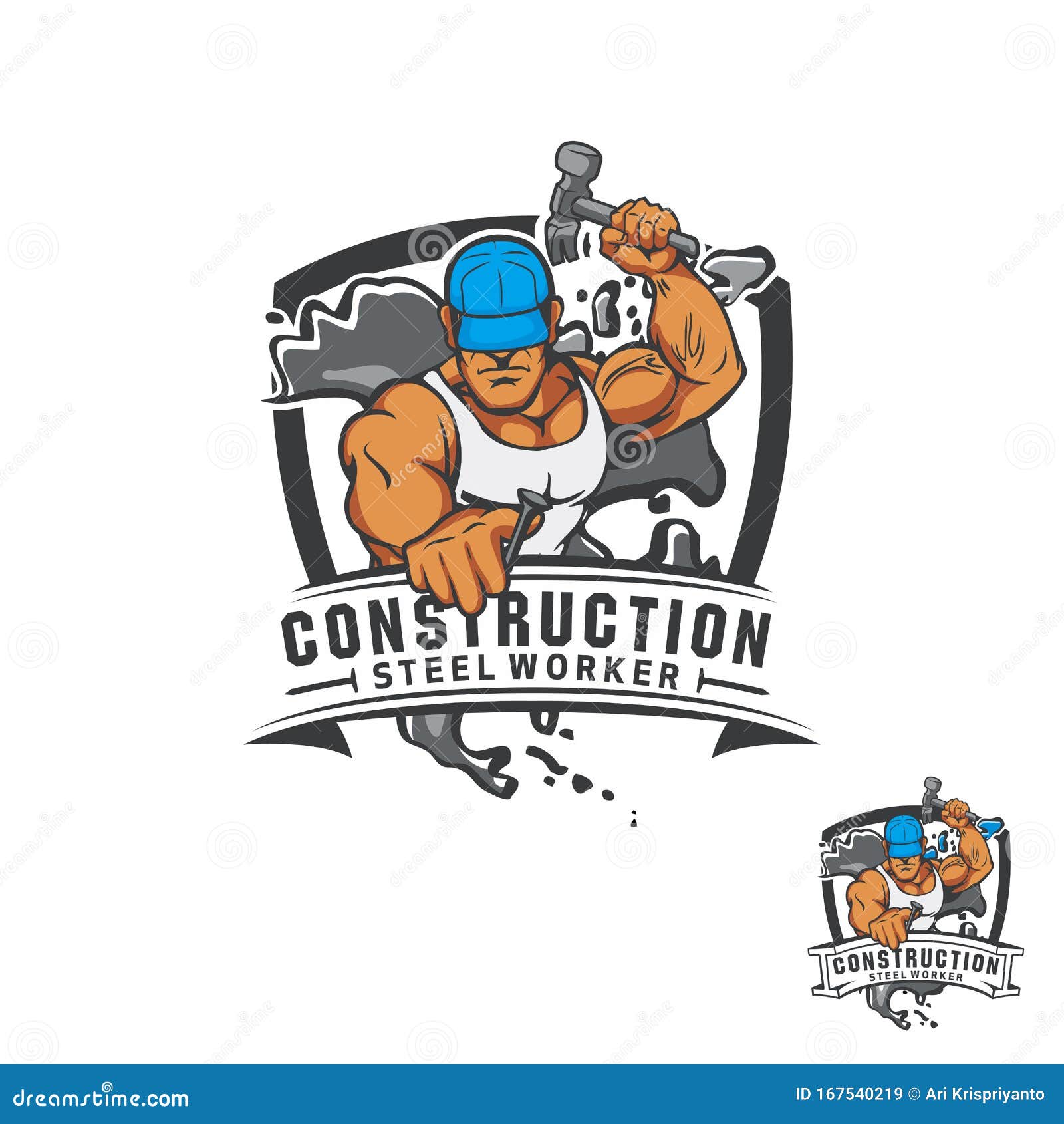 Construction Steel Worker Mascot Logo Stock Vector - Illustration of ...