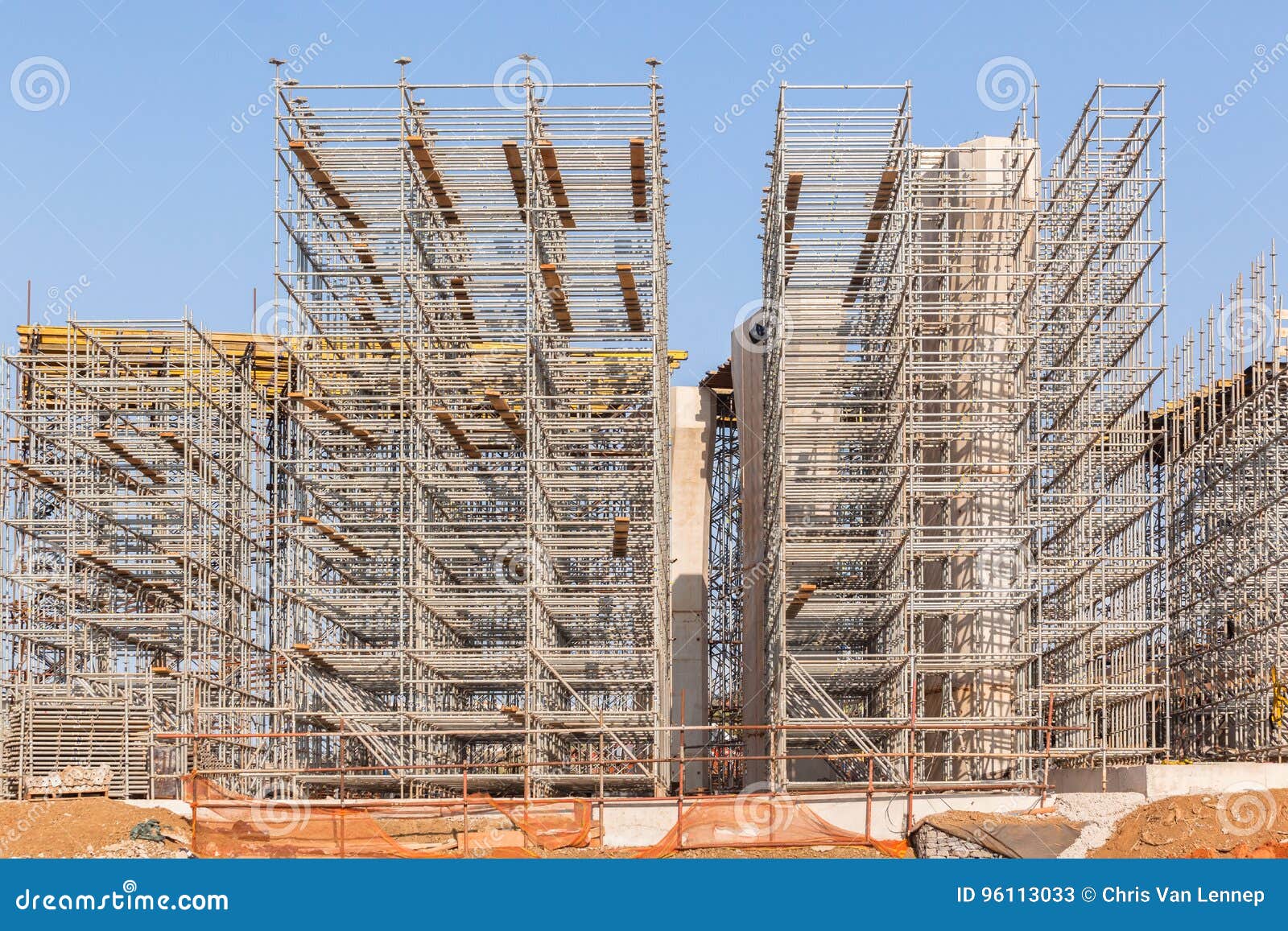 Construction Steel Scaffolding Frame Stock Image - Image of bridge ...