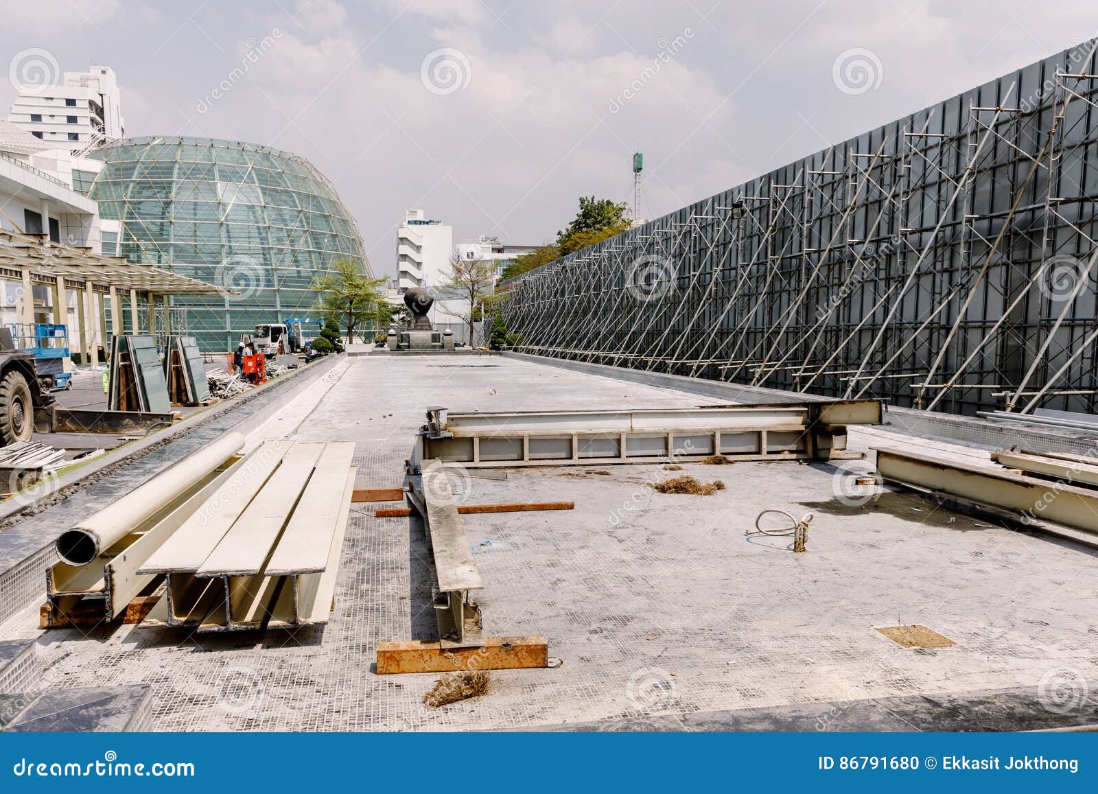 Construction Steel Stack on the Floor in Construction Zone Editorial ...