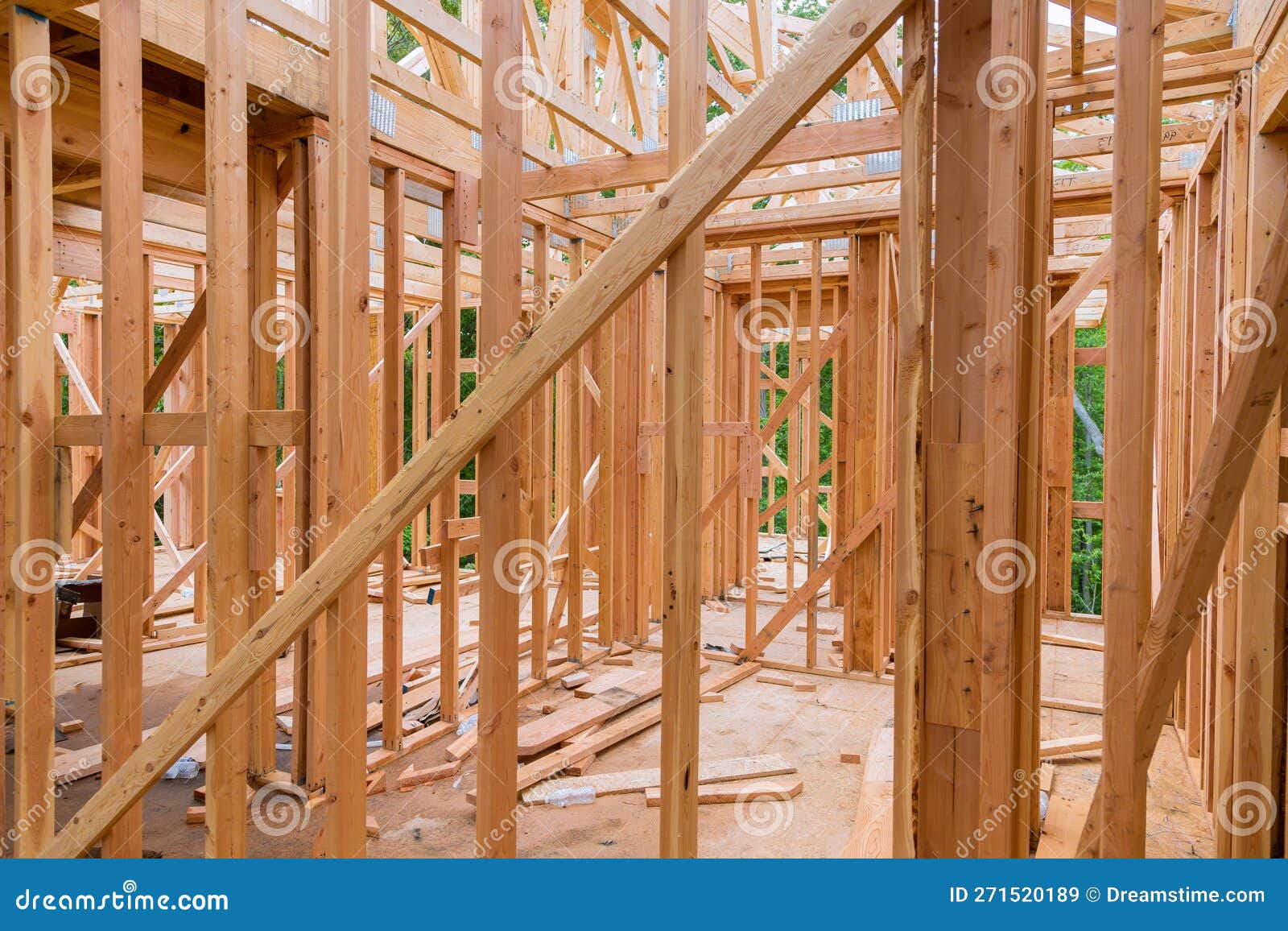 The Construction of a Stick House Involves Assembling Timber Beams into ...