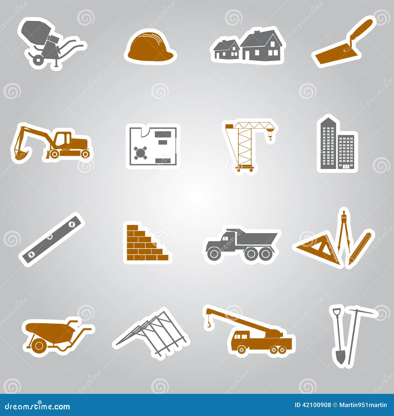 Construction Stickers Set Eps10 Stock Vector - Illustration of ...