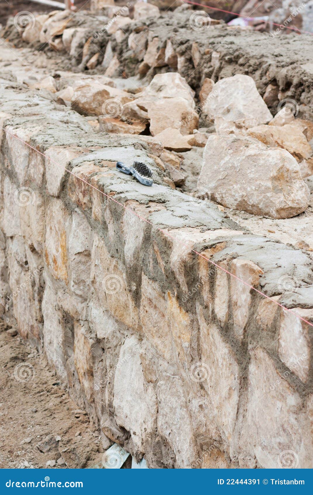 Construction of a Stone Wall Stock Image - Image of building, wall ...