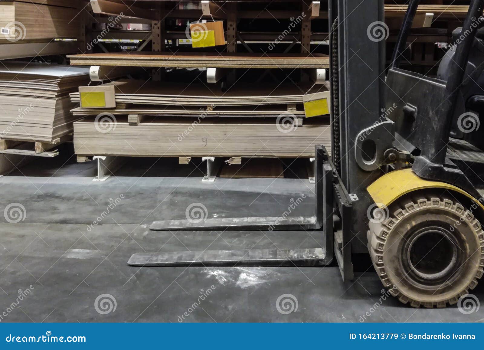 Construction Store Warehouse with Forklift Stock Image - Image of ...
