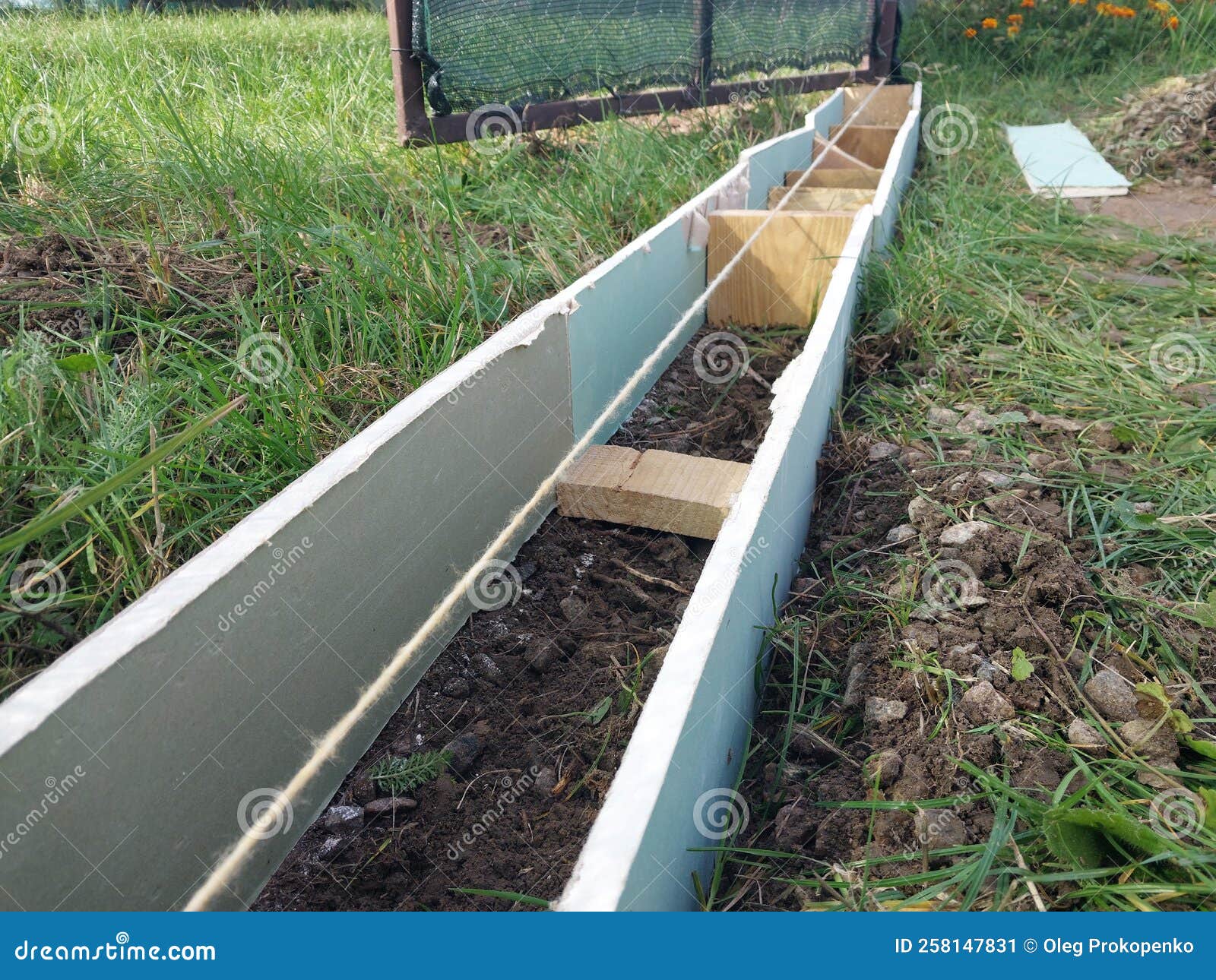 Construction of a Strip Foundation for a Fence Stock Image - Image of ...