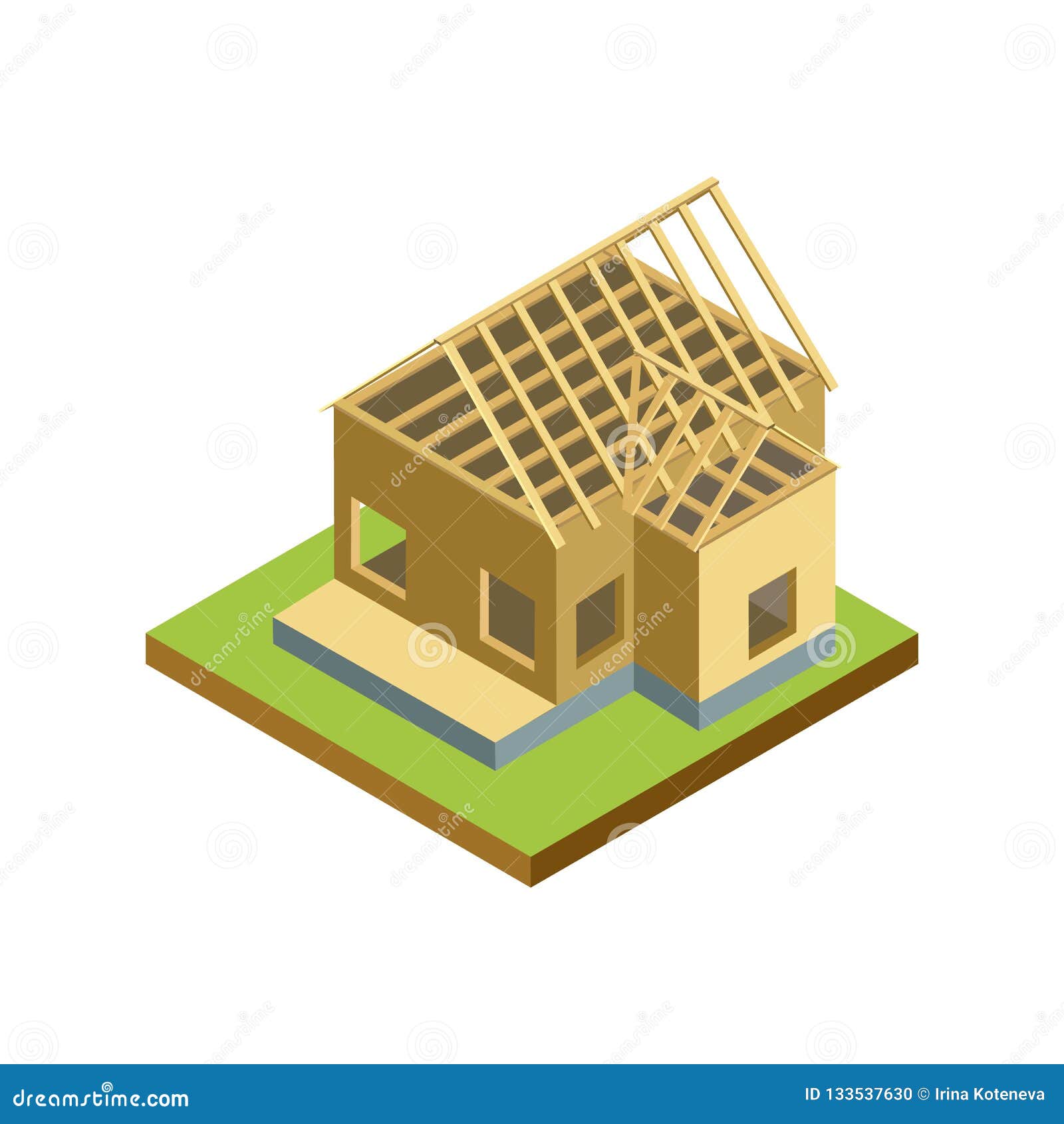 Construction Structure of House Isometric 3D Icon Stock Illustration ...