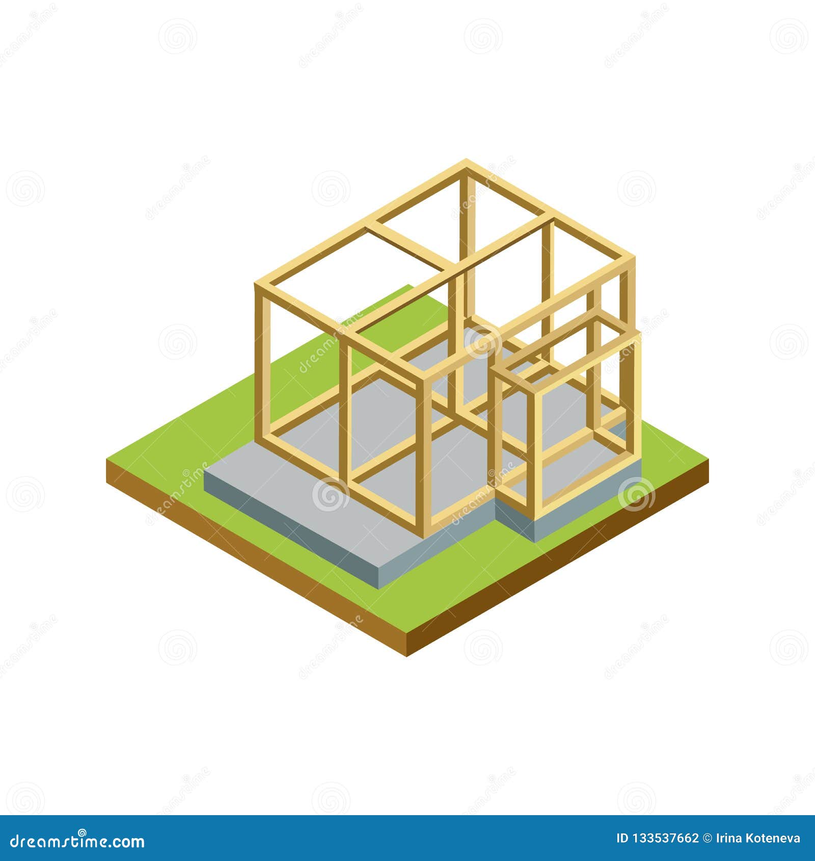 Construction Structure of Walls Isometric 3D Icon Stock Illustration ...
