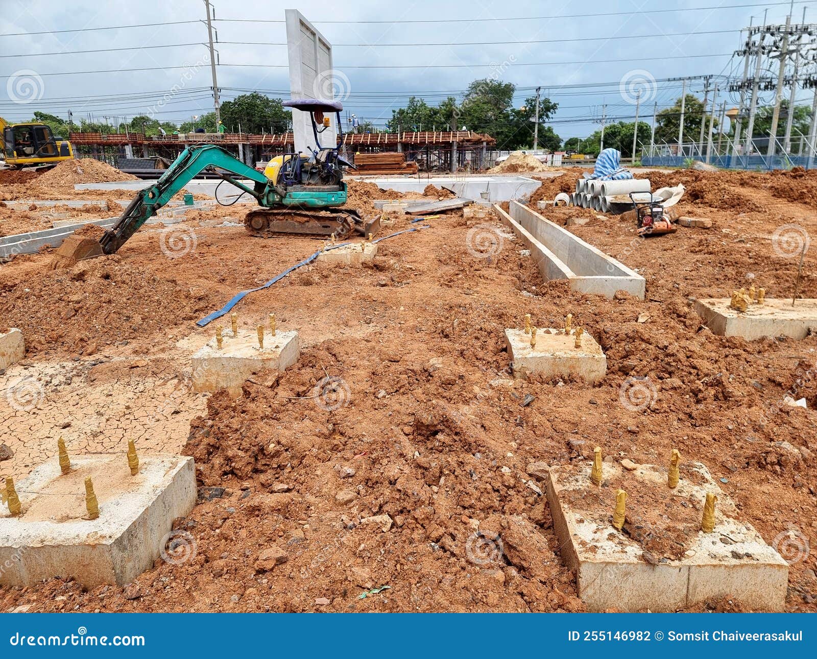 Base Plate Connection of 115kV Electrical Switchyard Stock Photo ...