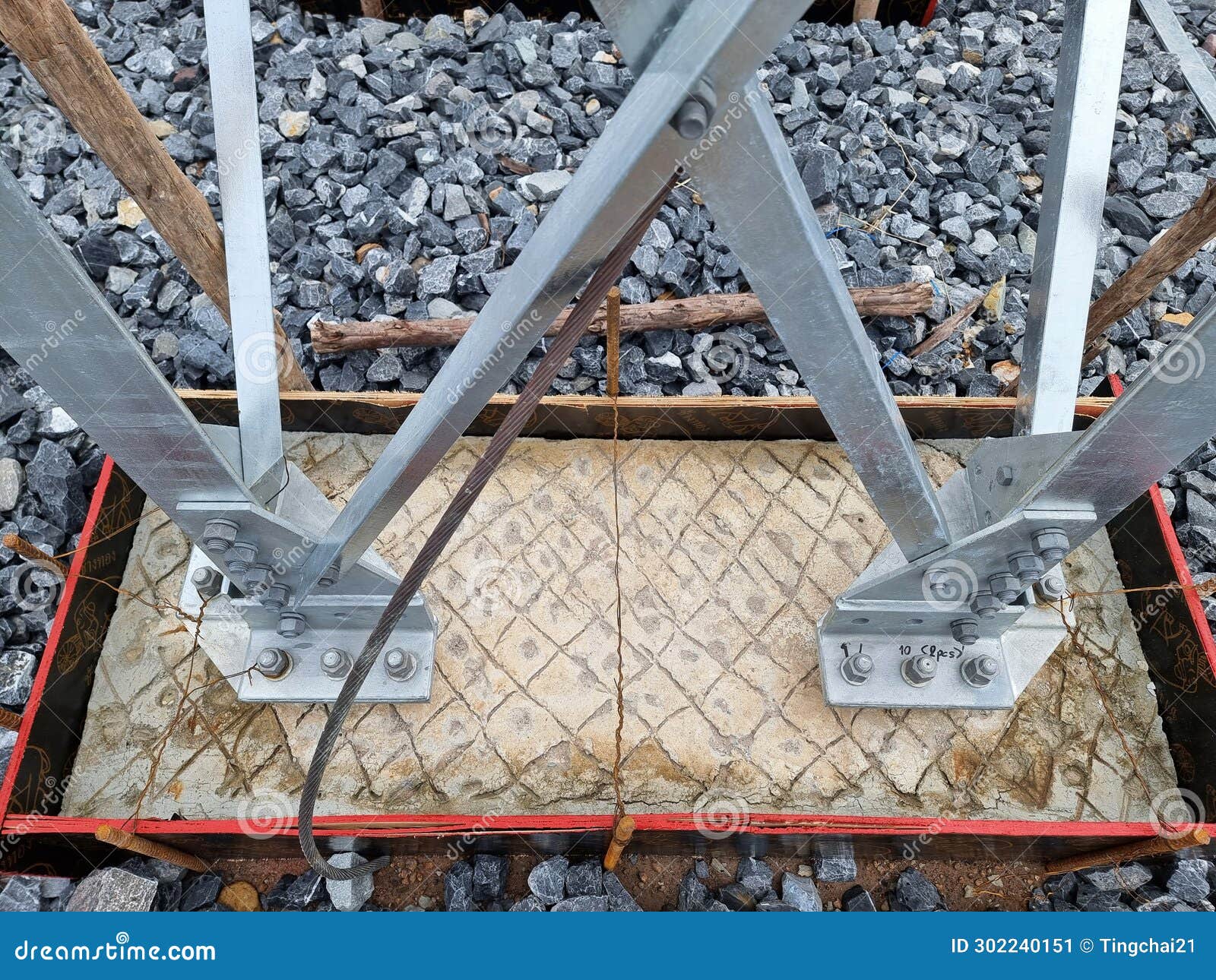 The Foundation Footing Of Steel Structure High Voltage Take-off Tower ...