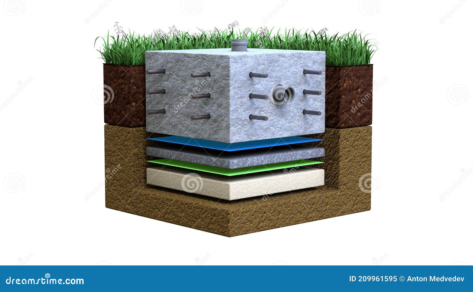 Construction Substructure Scheme Isolated, Industrial 3d Rendering ...