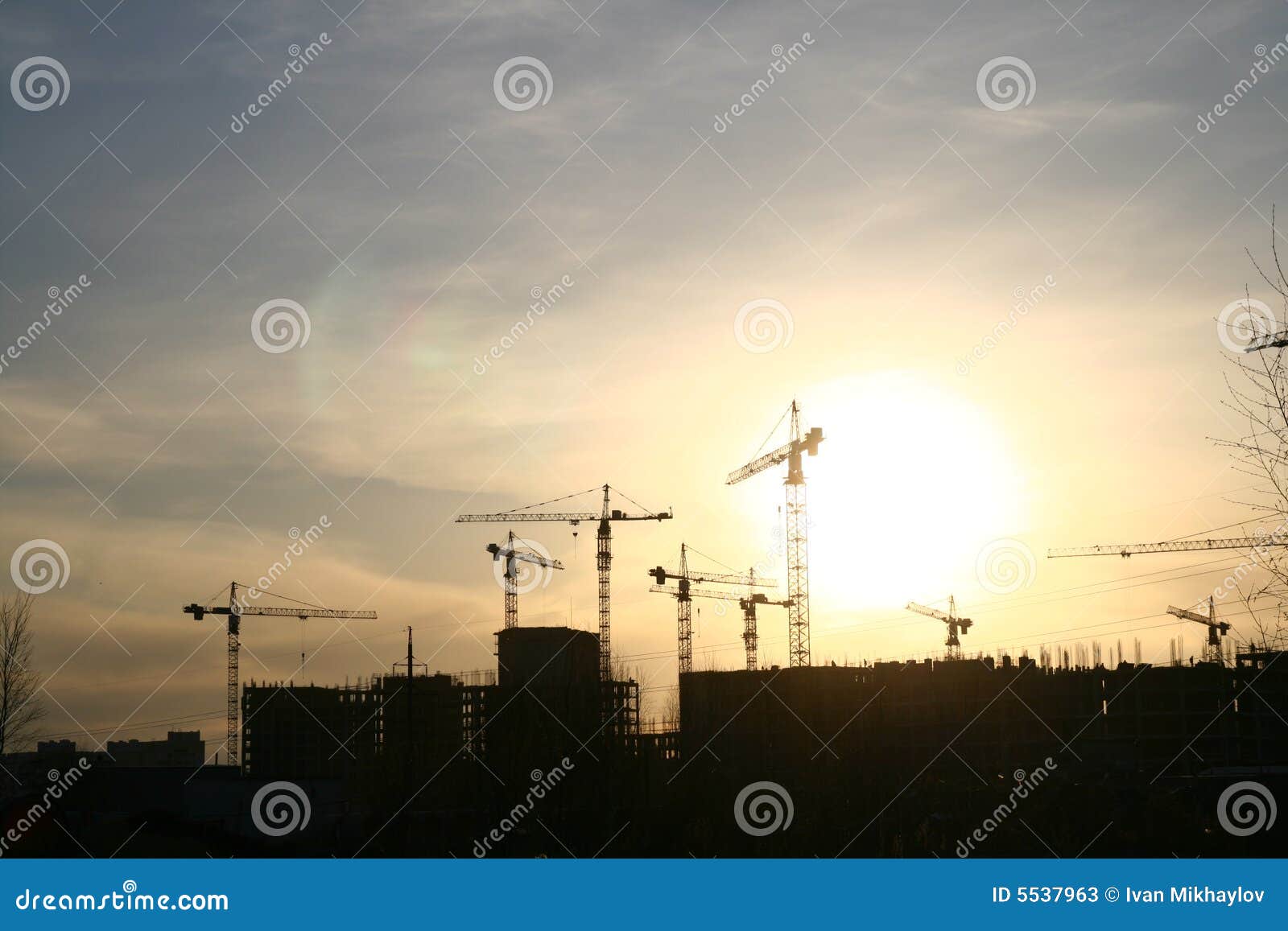 Construction sunset stock image. Image of concrete, construction - 5537963