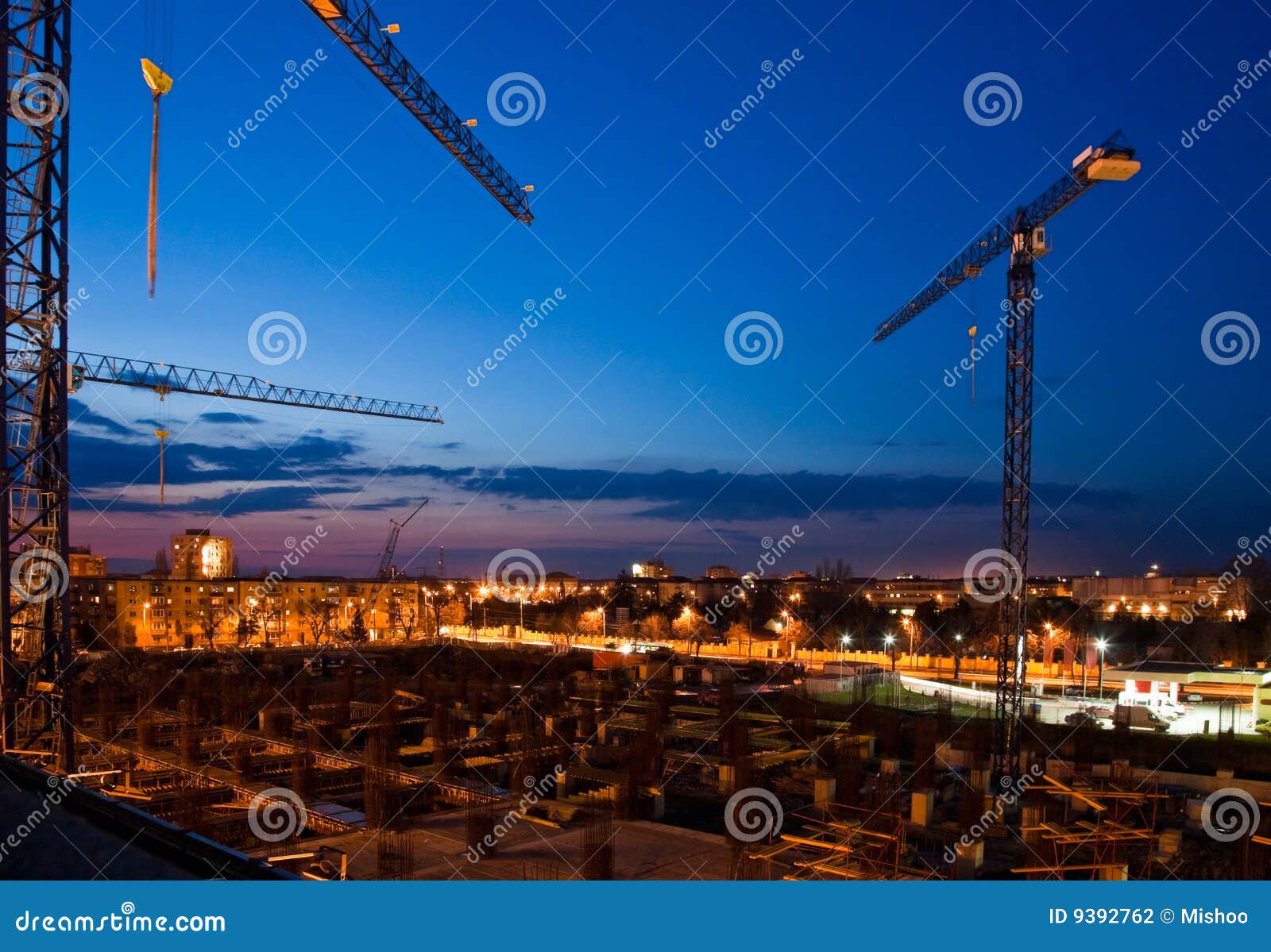 Construction after the Sunset Stock Photo - Image of site, industrial ...
