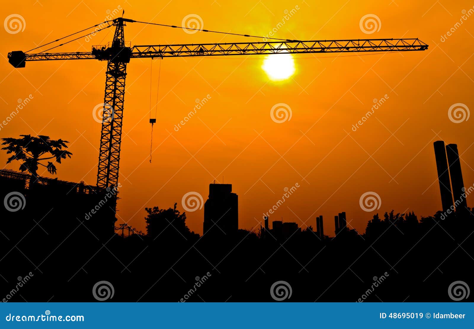 Construction with sunset stock image. Image of home, scenic - 48695019