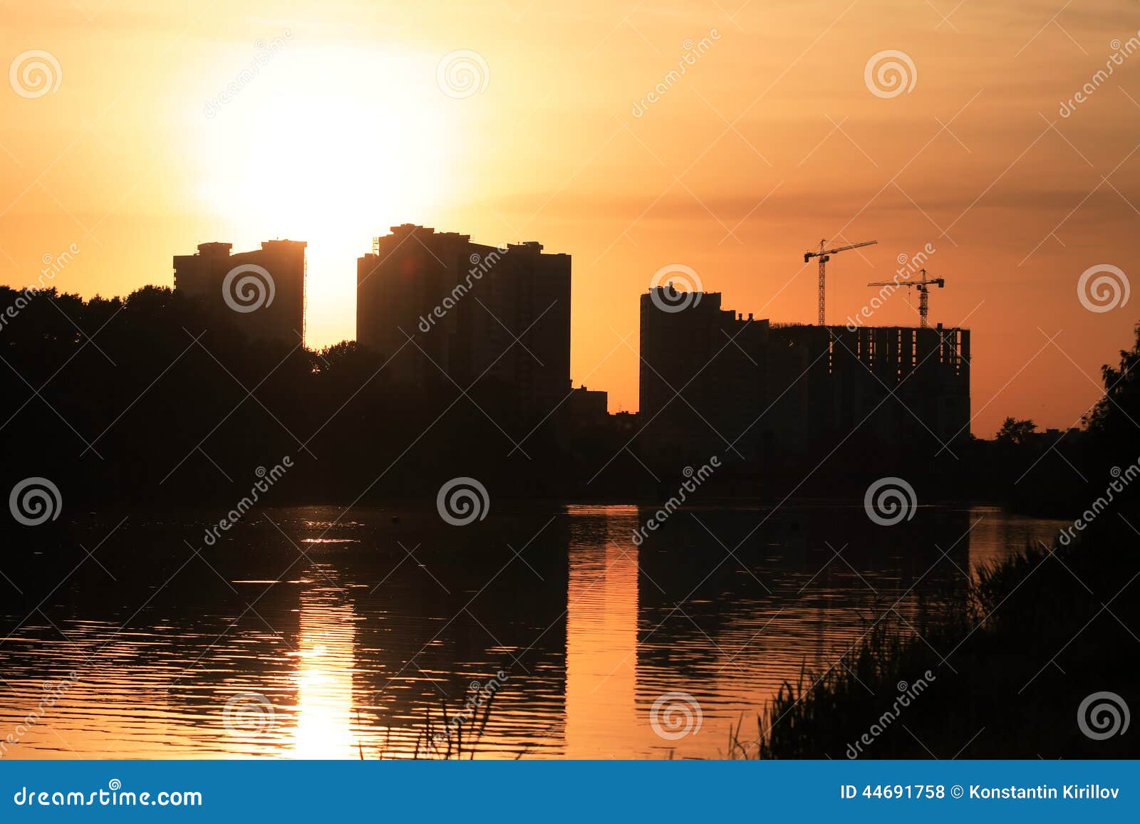 Construction at Sunset stock photo. Image of outdoors - 44691758