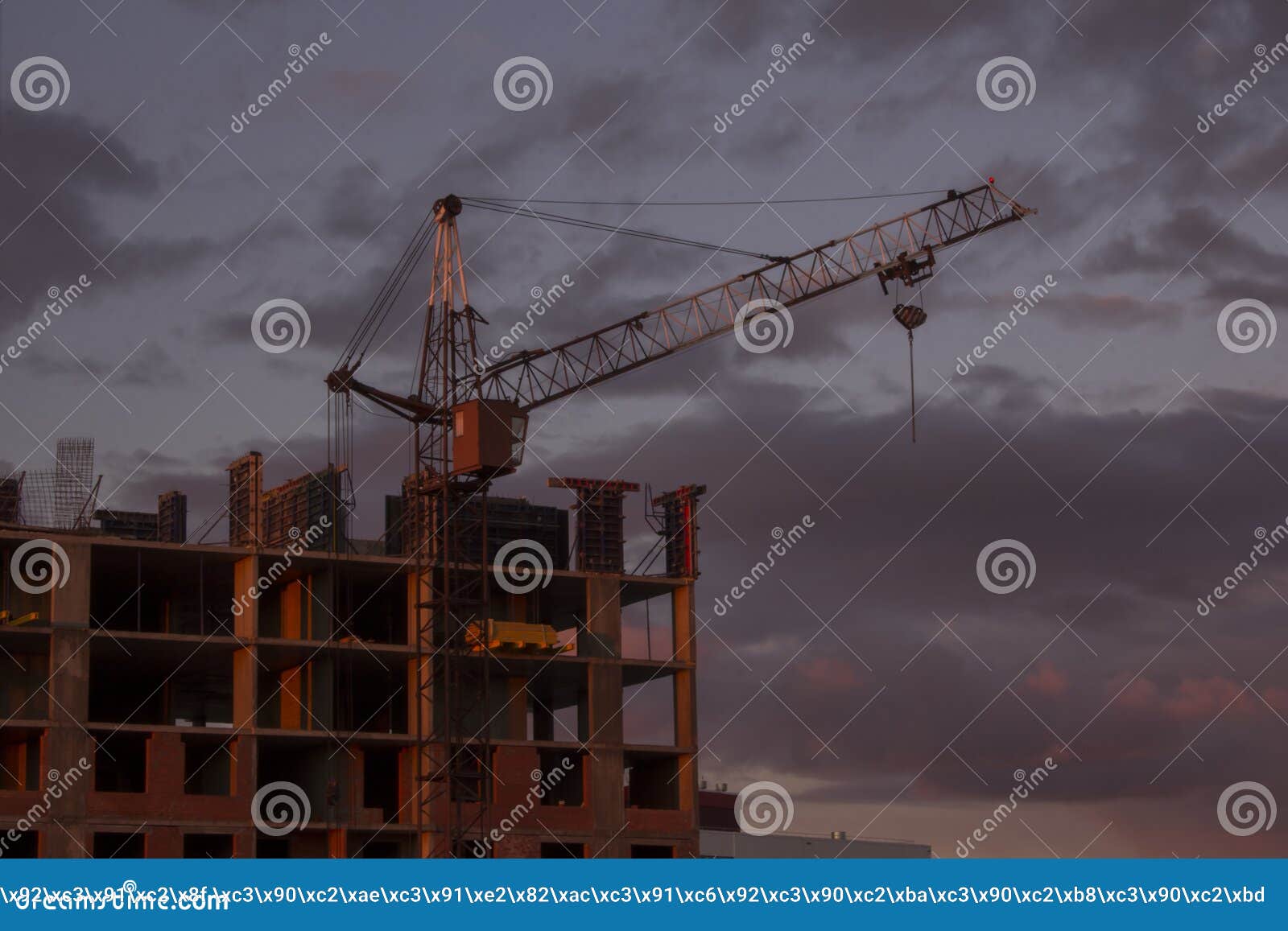 Construction at sunset stock photo. Image of tower, construction ...
