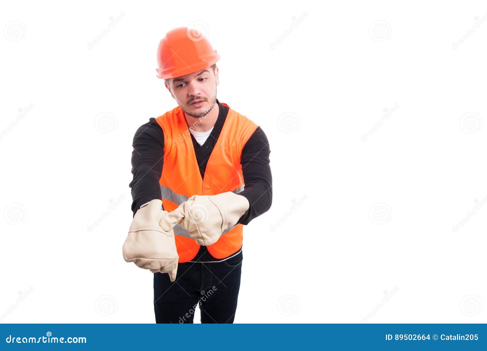 Construction Supervisor Doing Go Back To Work Sign Stock Photo - Image ...