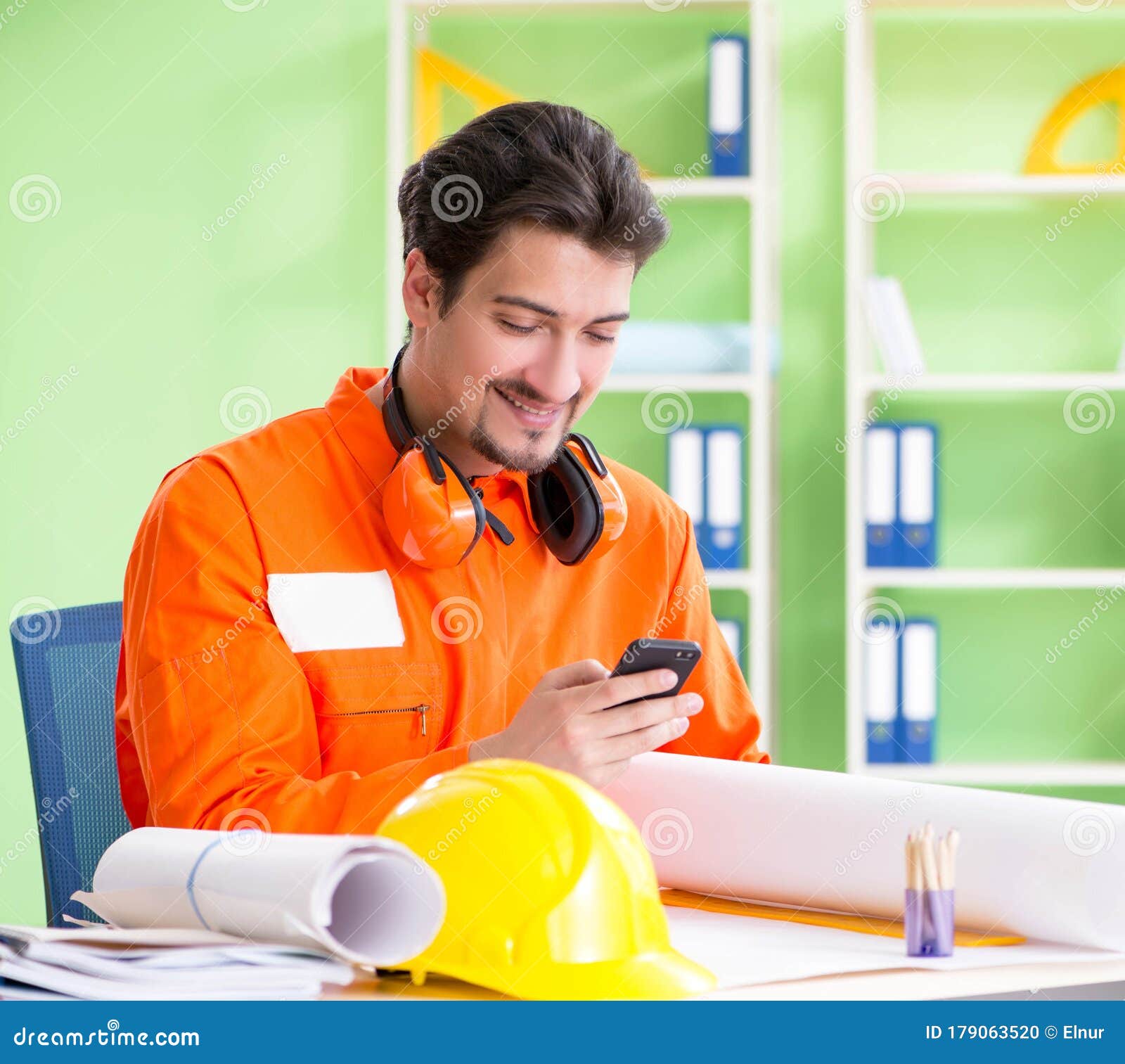 Construction Supervisor Planning New Project in Office Stock Photo ...