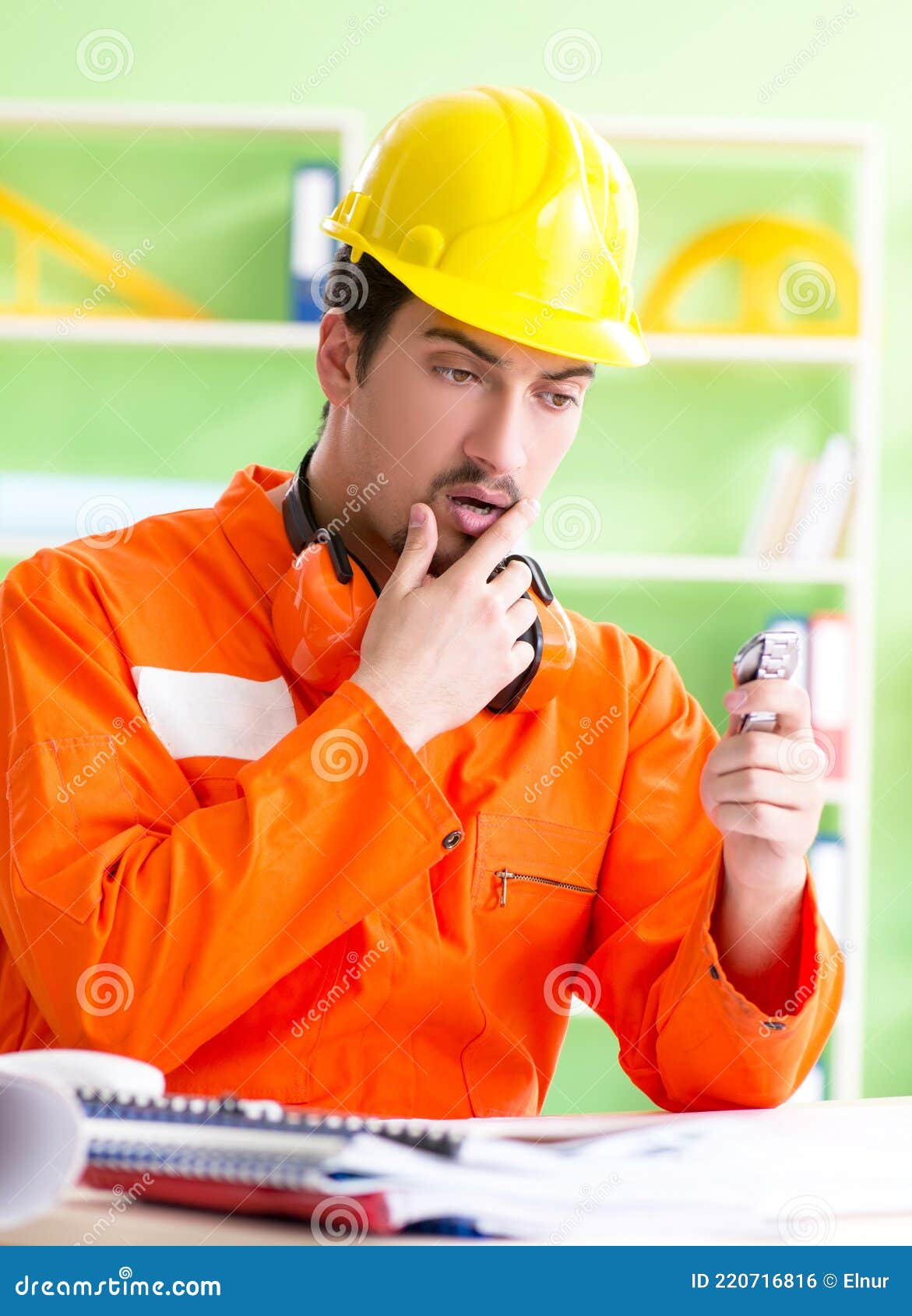 Construction Supervisor Planning New Project in Office Stock Photo ...