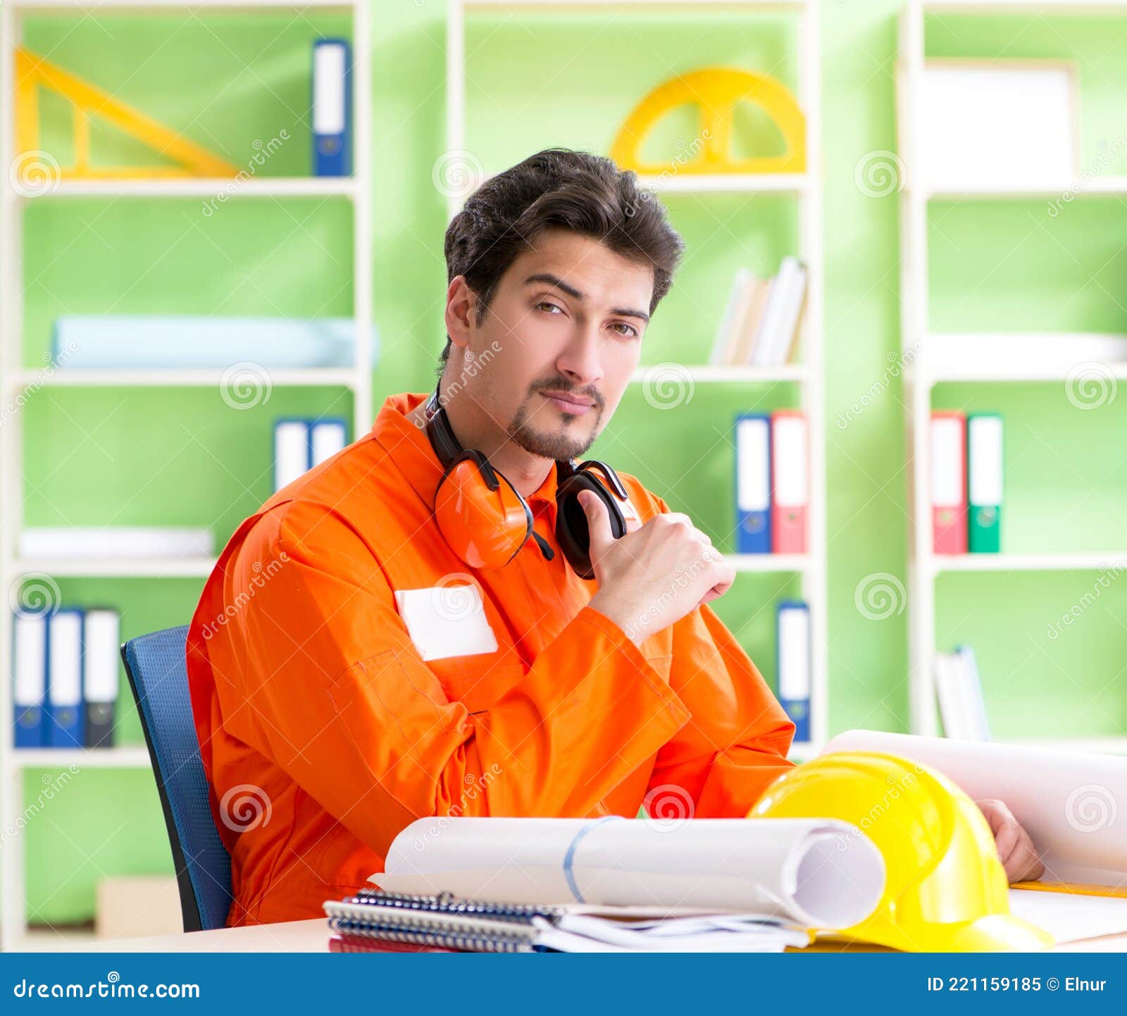 Construction Supervisor Planning New Project in Office Stock Image ...