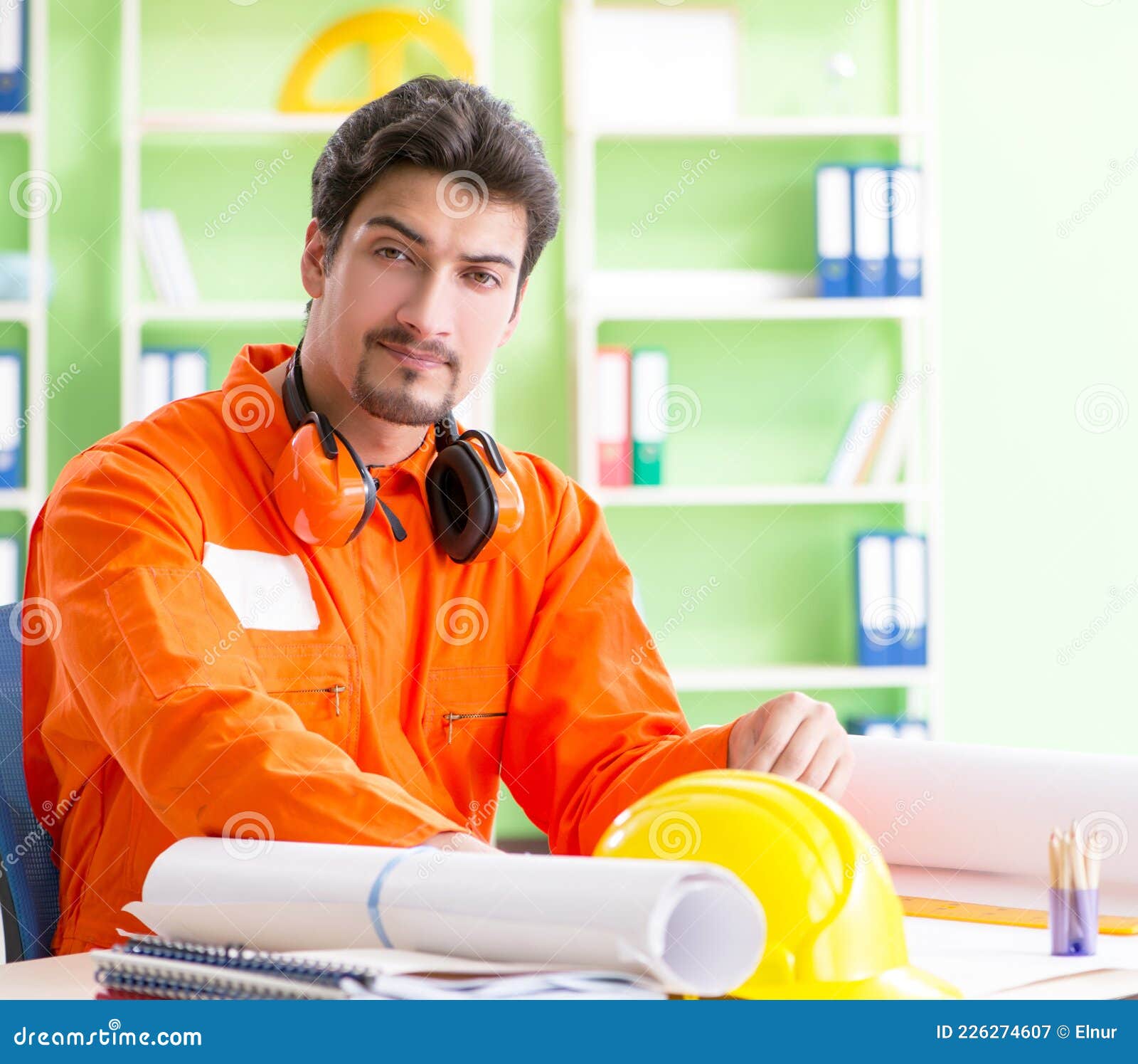 Construction Supervisor Planning New Project in Office Stock Image ...