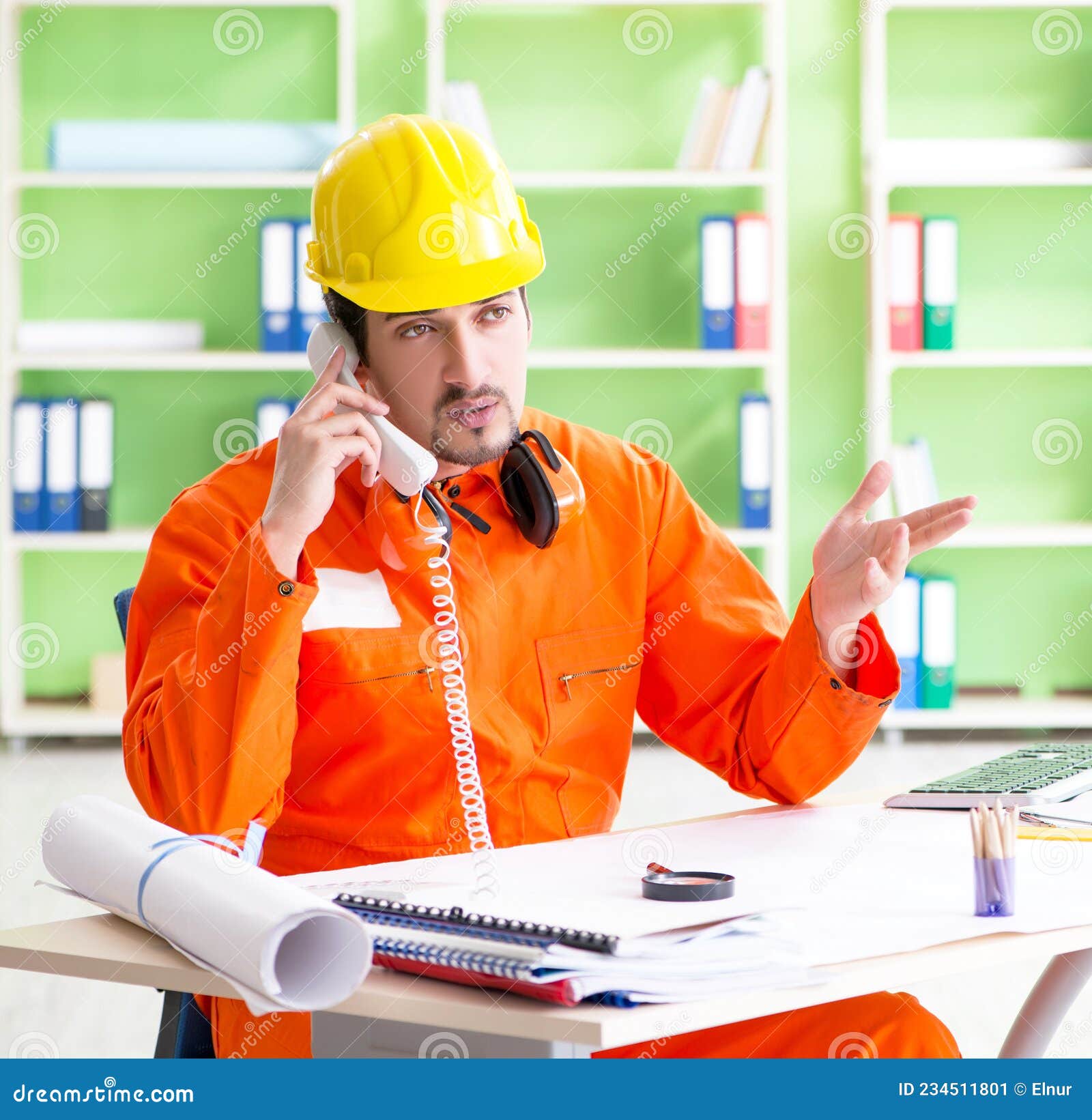 Construction Supervisor Planning New Project in Office Stock Image ...