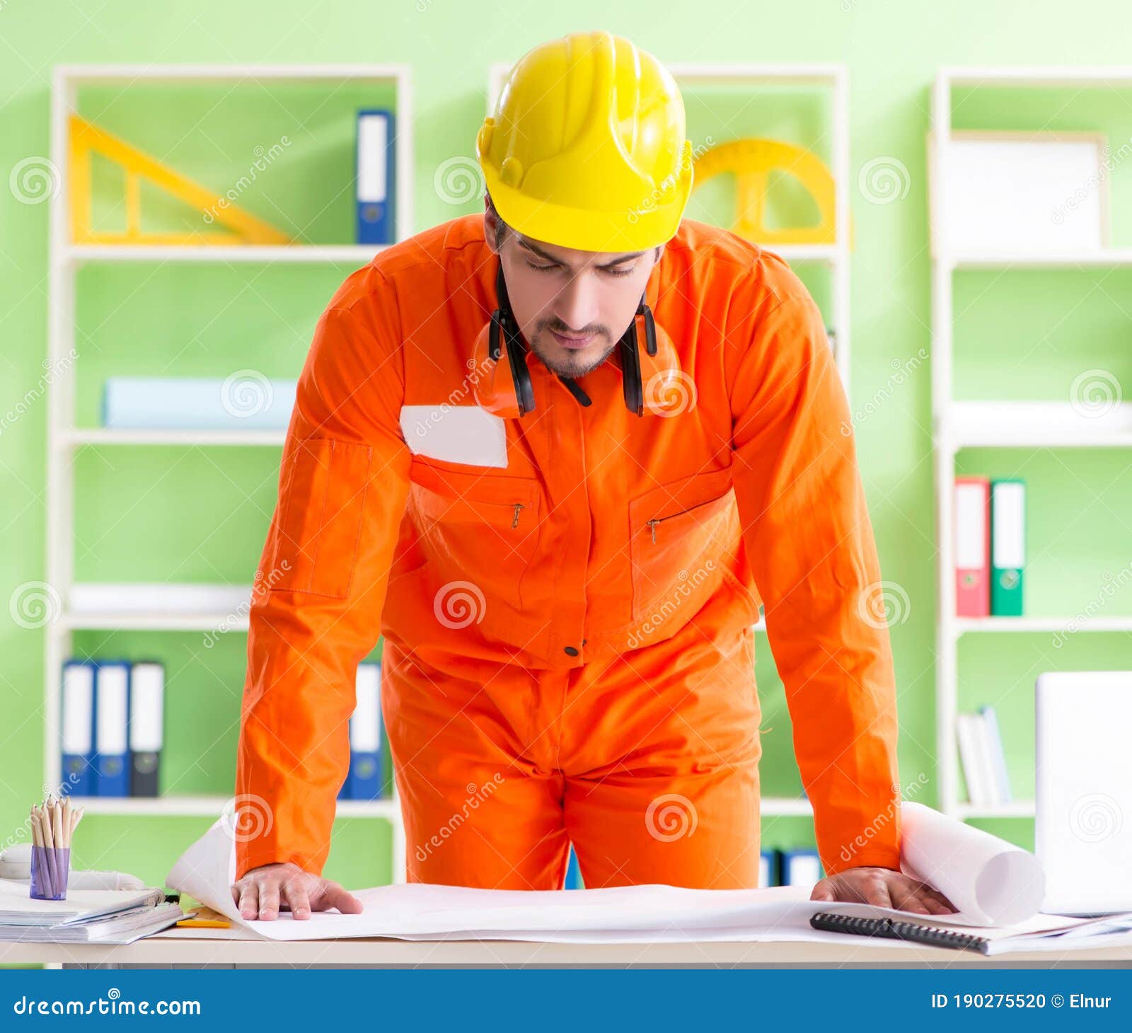 Construction Supervisor Planning New Project in Office Stock Photo ...