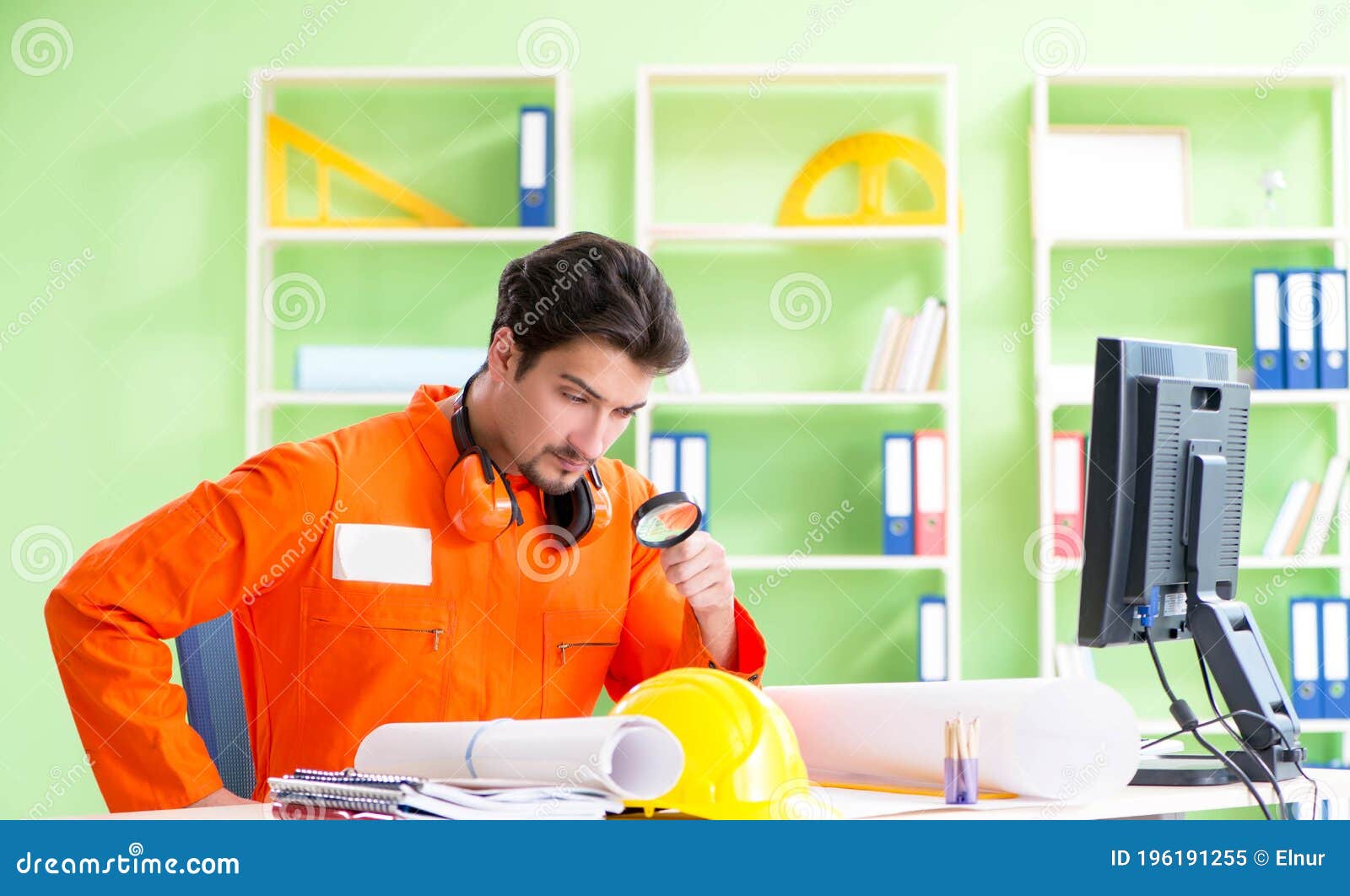 Construction Supervisor Planning New Project in Office Stock Image ...