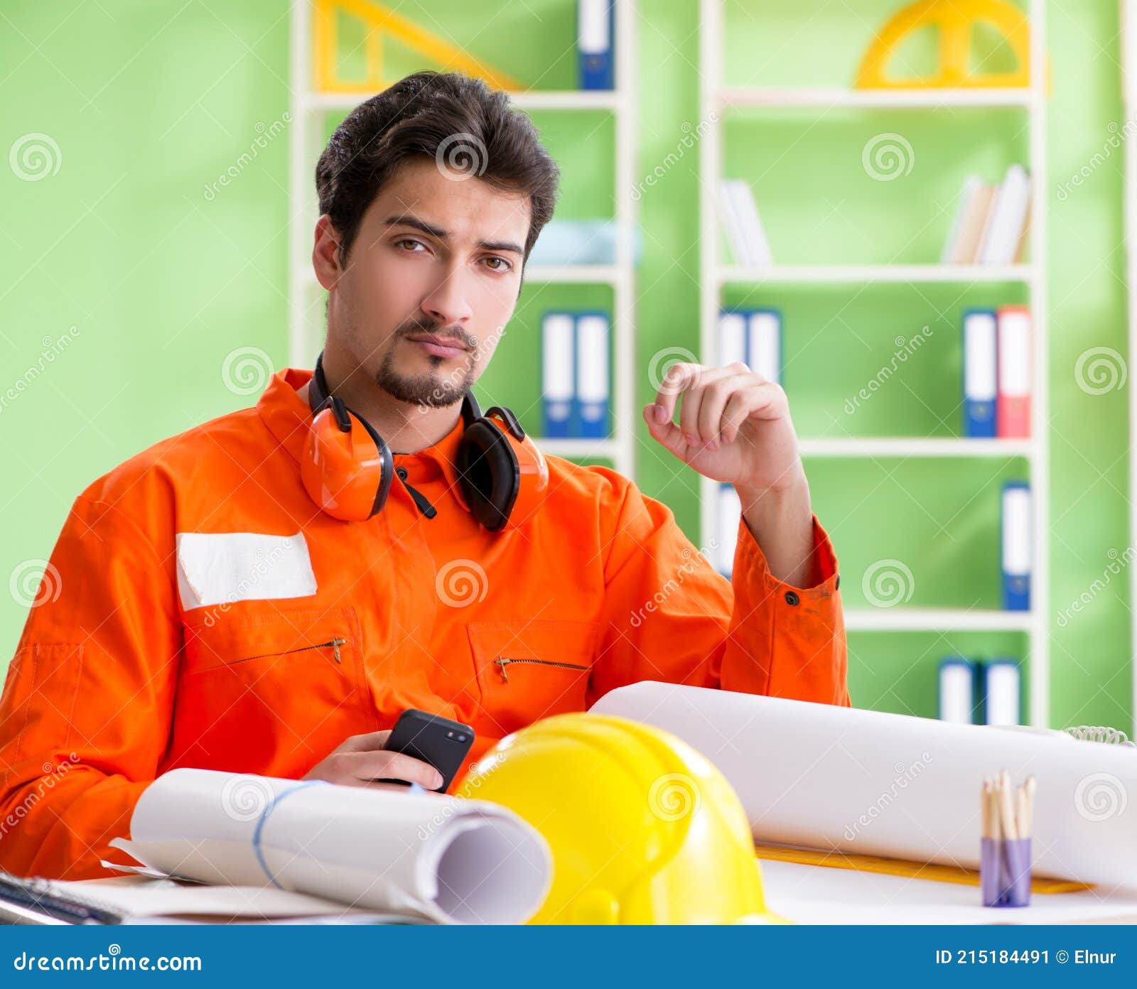 Construction Supervisor Planning New Project in Office Stock Image ...