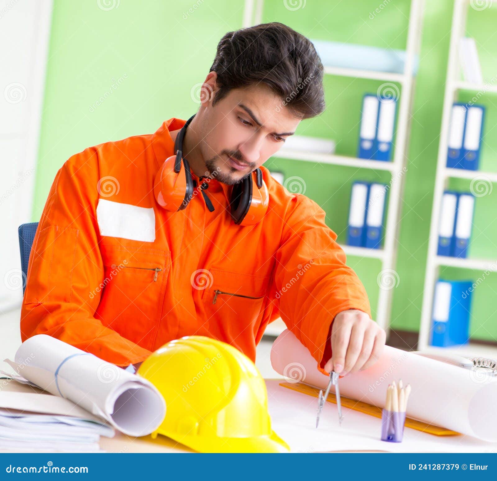 Construction Supervisor Planning New Project in Office Stock Image ...