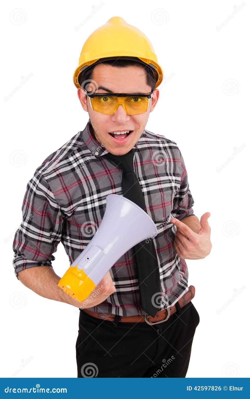 Construction Supervisor Shouting Stock Photo - Image of announcing ...