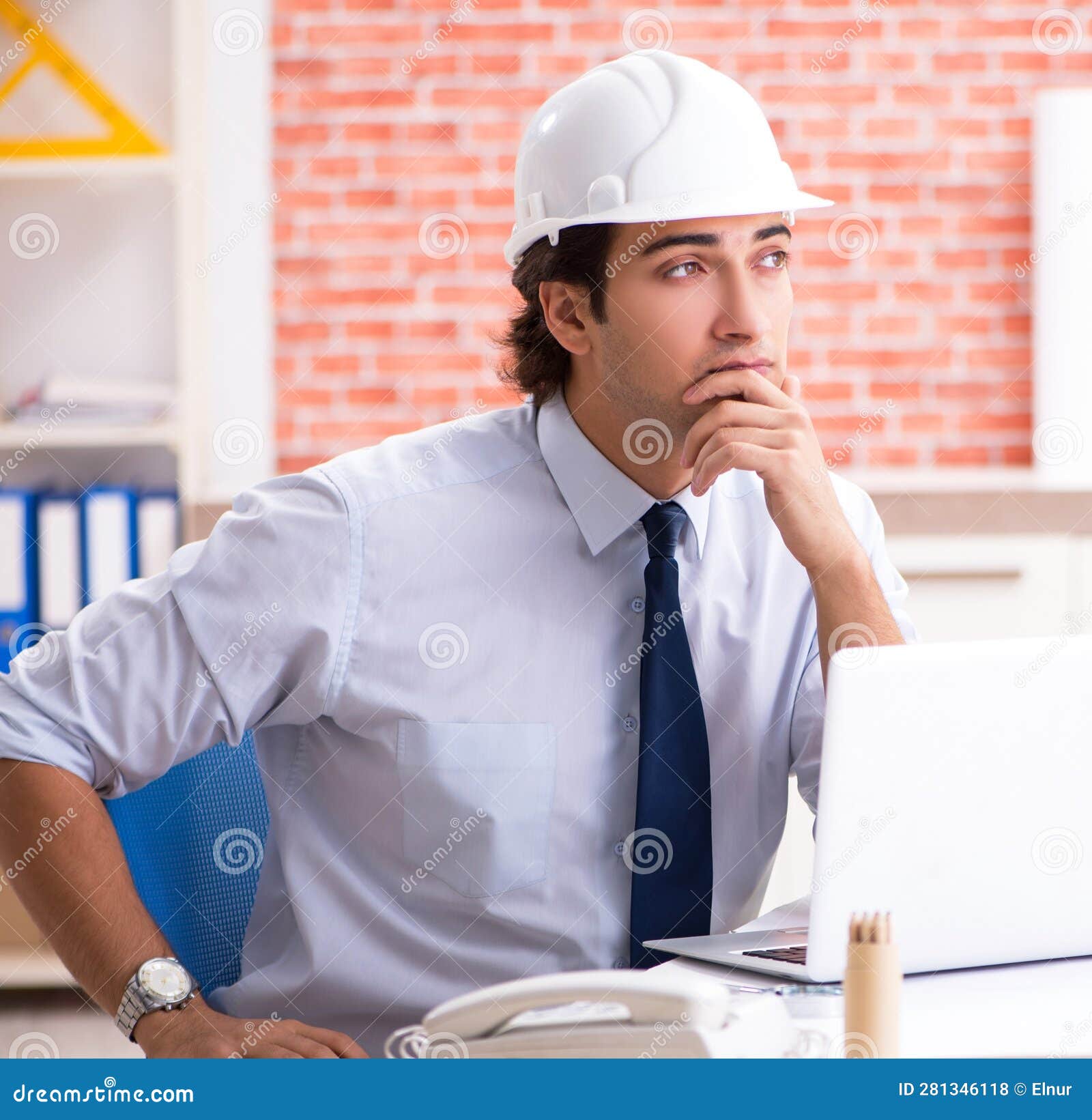 Construction Supervisor Working on Blueprints Stock Photo - Image of ...