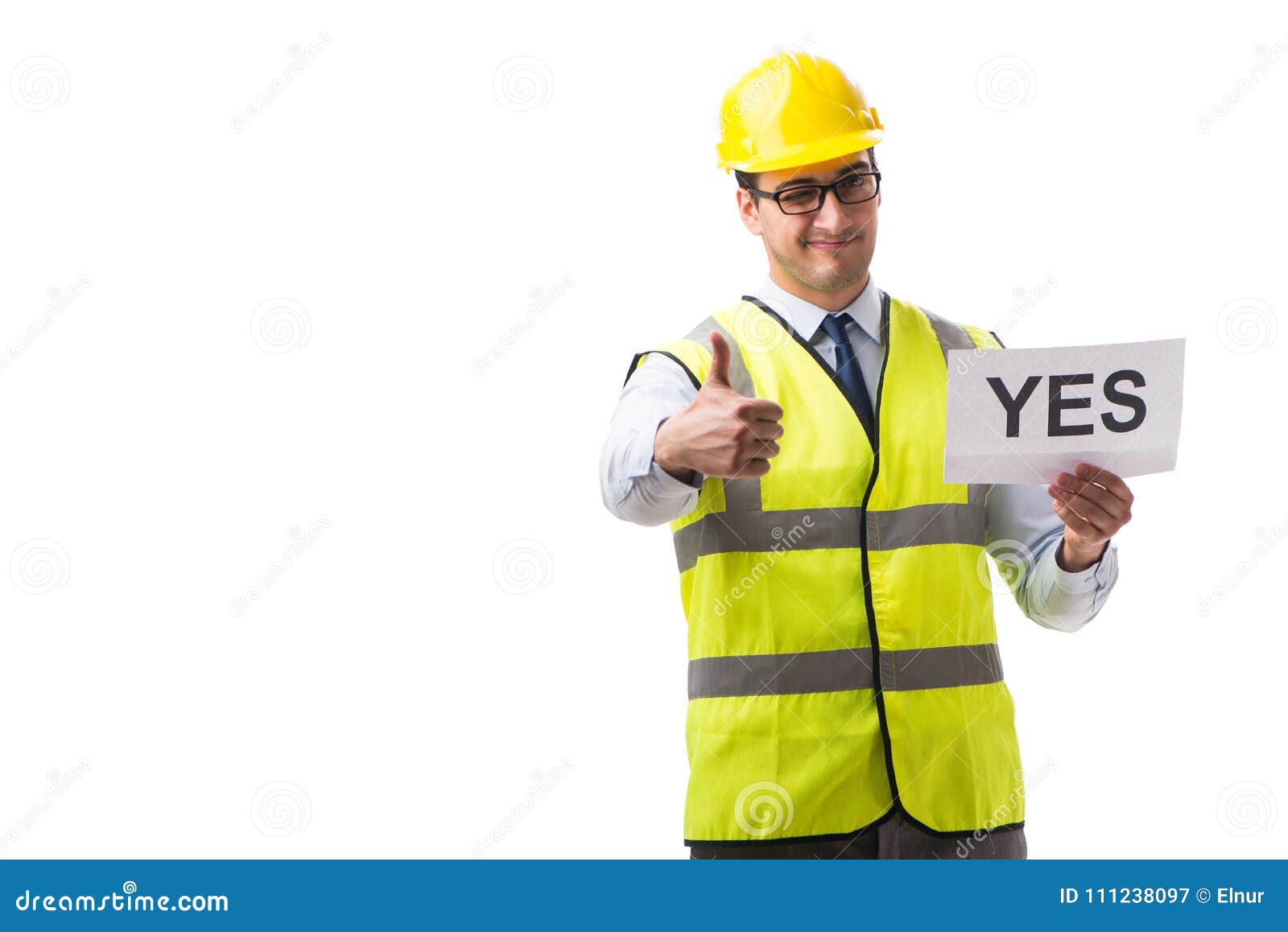 Construction Supervisor With Yes Asnwer Isolated On White Backgr Stock ...