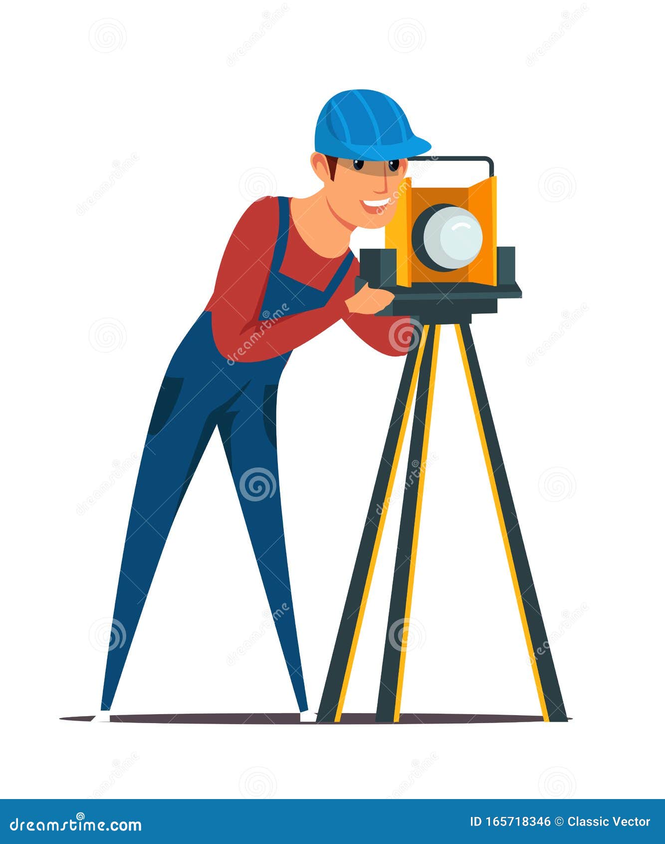 Construction Surveyor Flat Vector Illustration Stock Vector ...