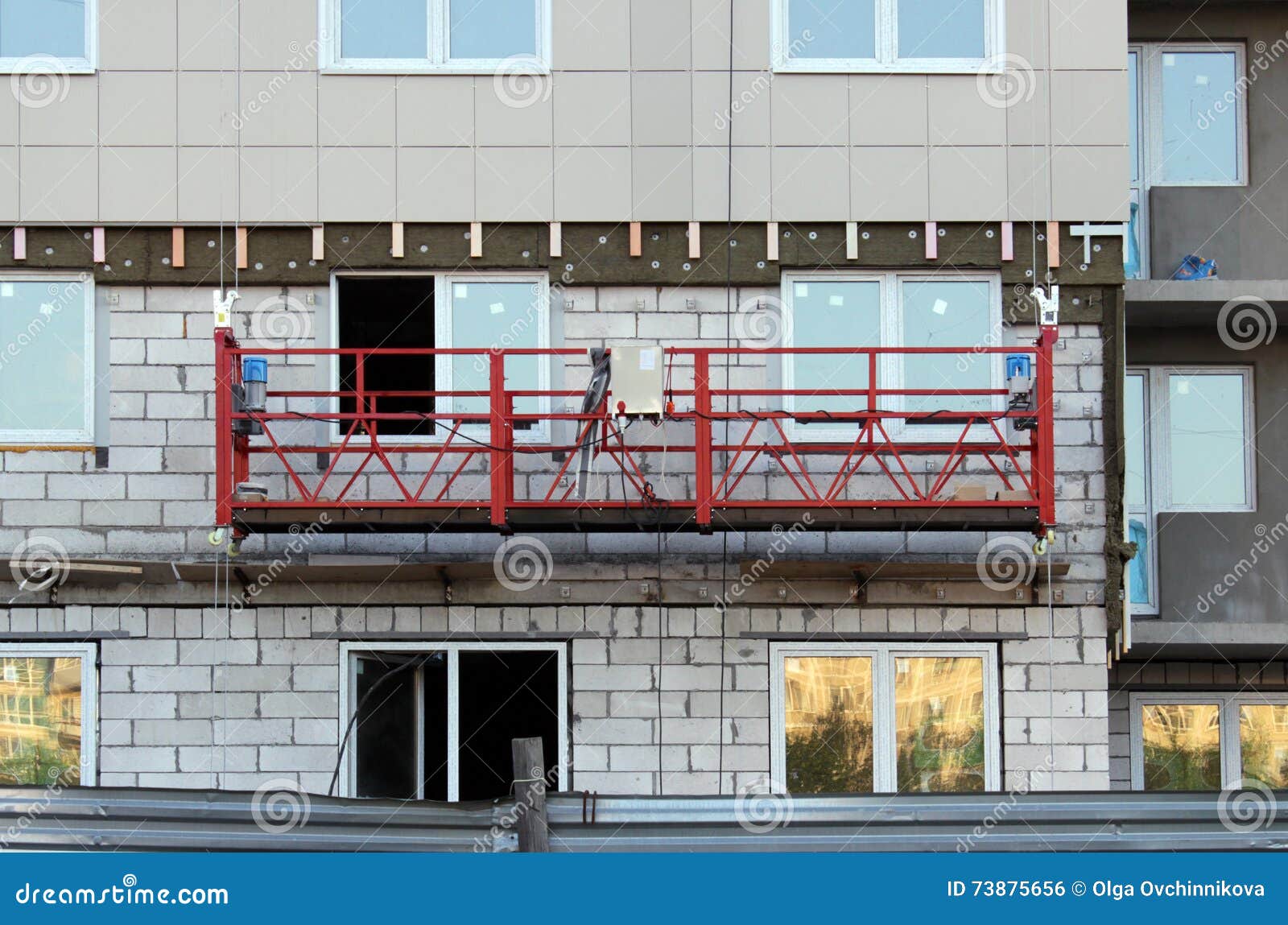 Construction Suspended Cradle Stock Photo - Image of scaffold, shadow ...
