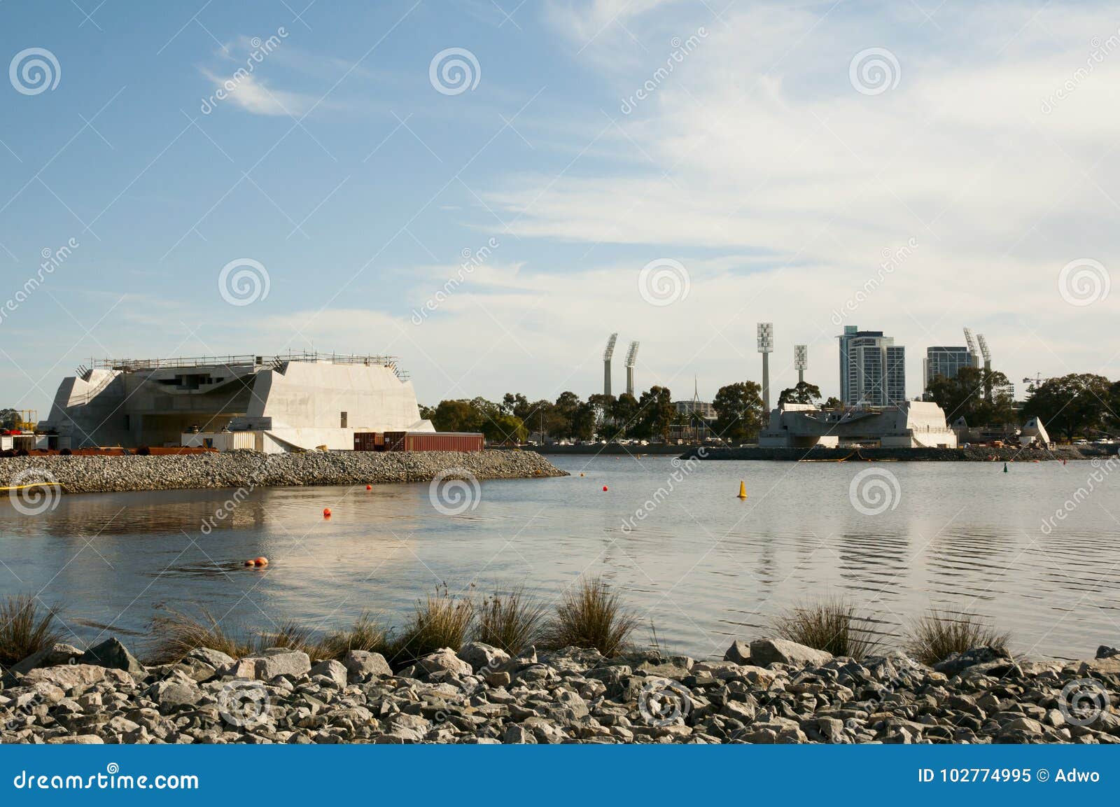 Construction of Swan River Pedestrian Bridge - Perth Stock Image ...