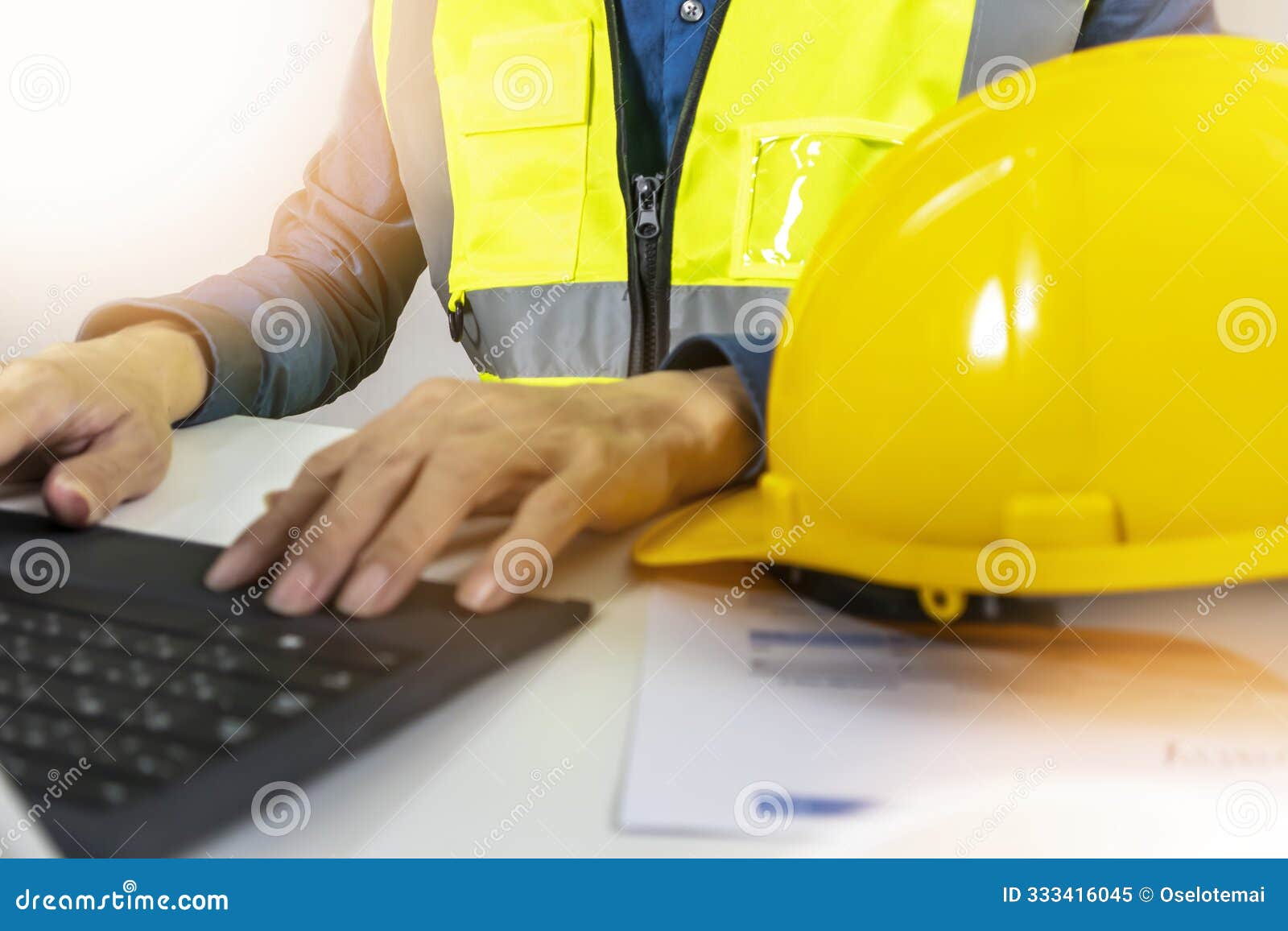 Construction and System Engineers Enter Work Data and Draw Drawings on ...