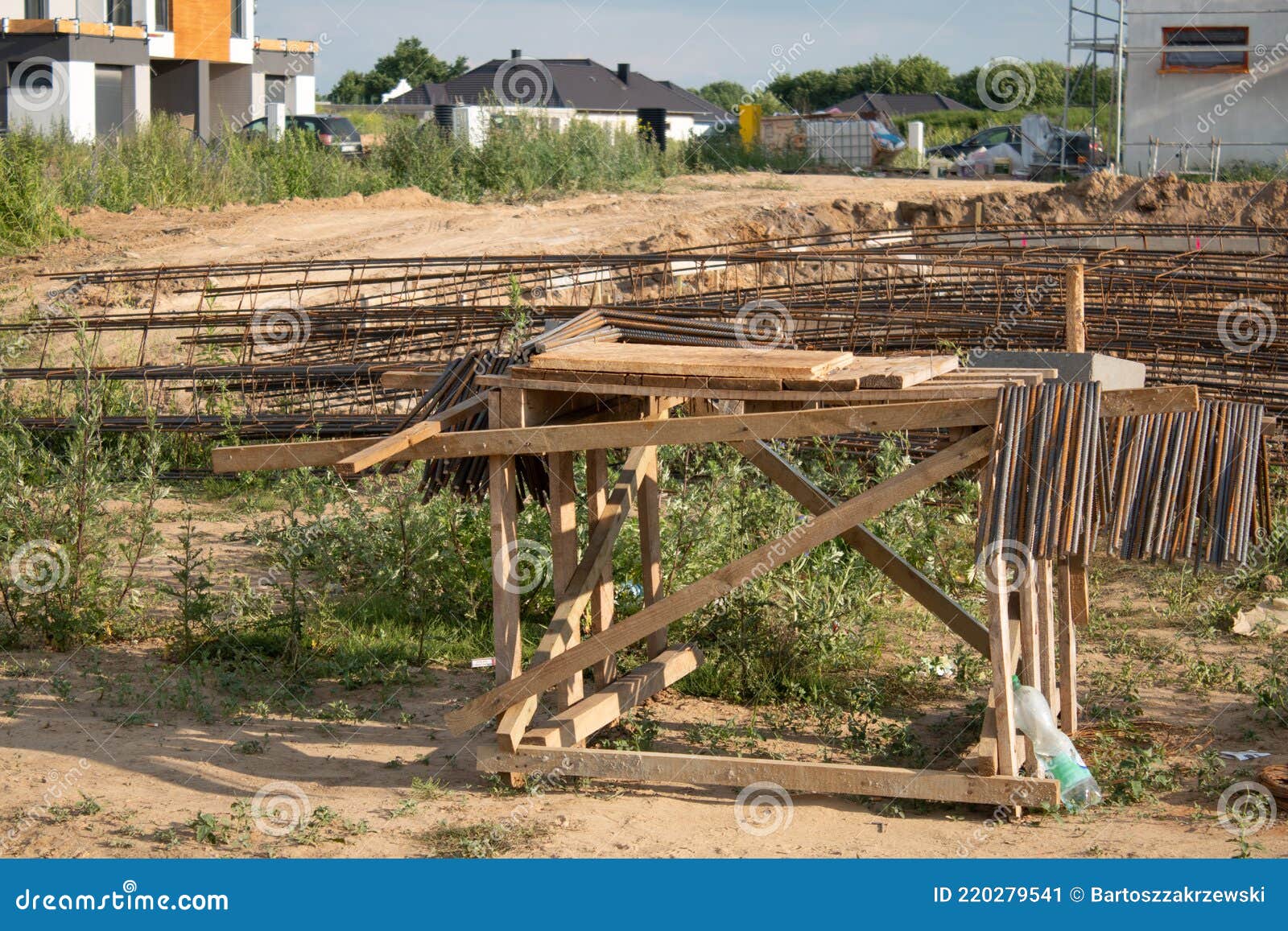 Construction Table with Tools at the Construction Site Stock Image ...