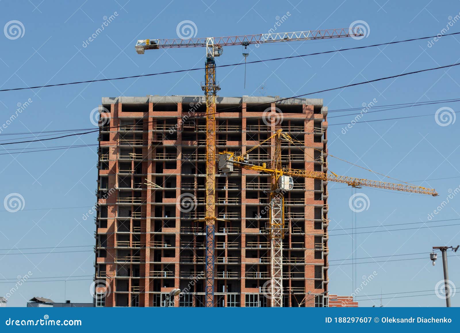 Construction of a Tall Building in the City Stock Image - Image of ...