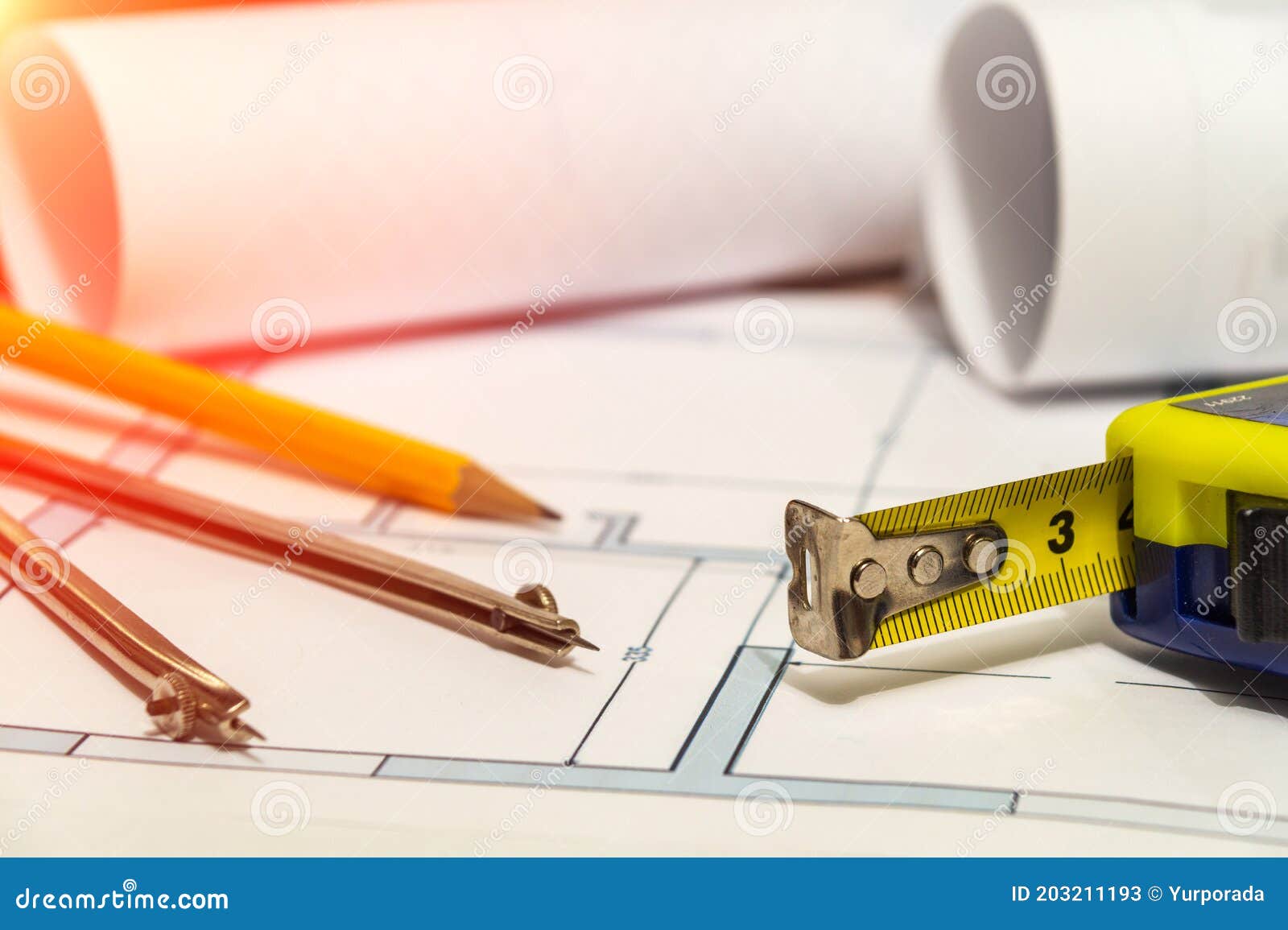 Construction Tape and Divider on the Drawings before Designing the ...
