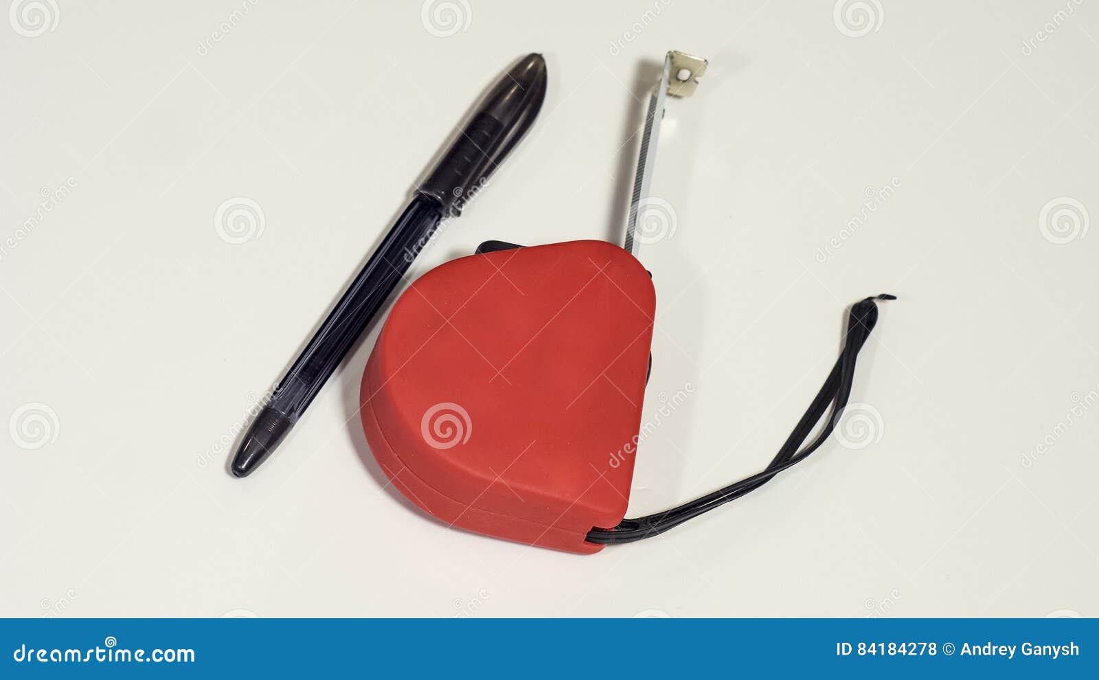 Construction Tape Measure and the Ballpoint Pen Stock Photo - Image of ...